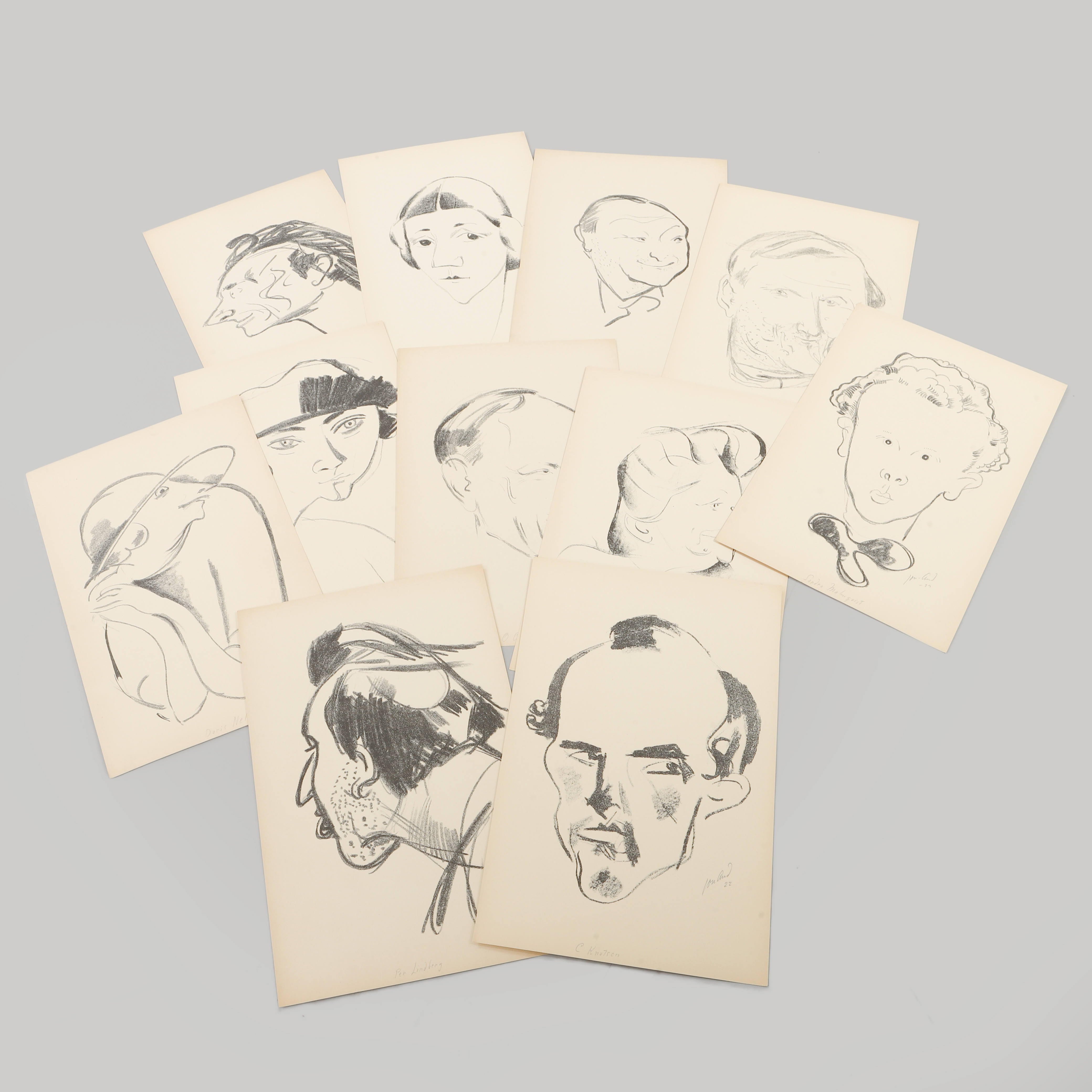 JOHN JON-AND. Mapp, "28 Croquis", litografier, Lorensbergsteatern 1922 ...