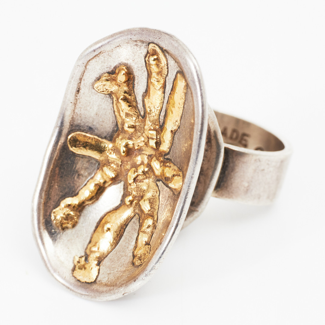 MAGNUS G:SON LIDHOLM, ring, sterlingsilver med pålagd gulddekor, Atelje ...