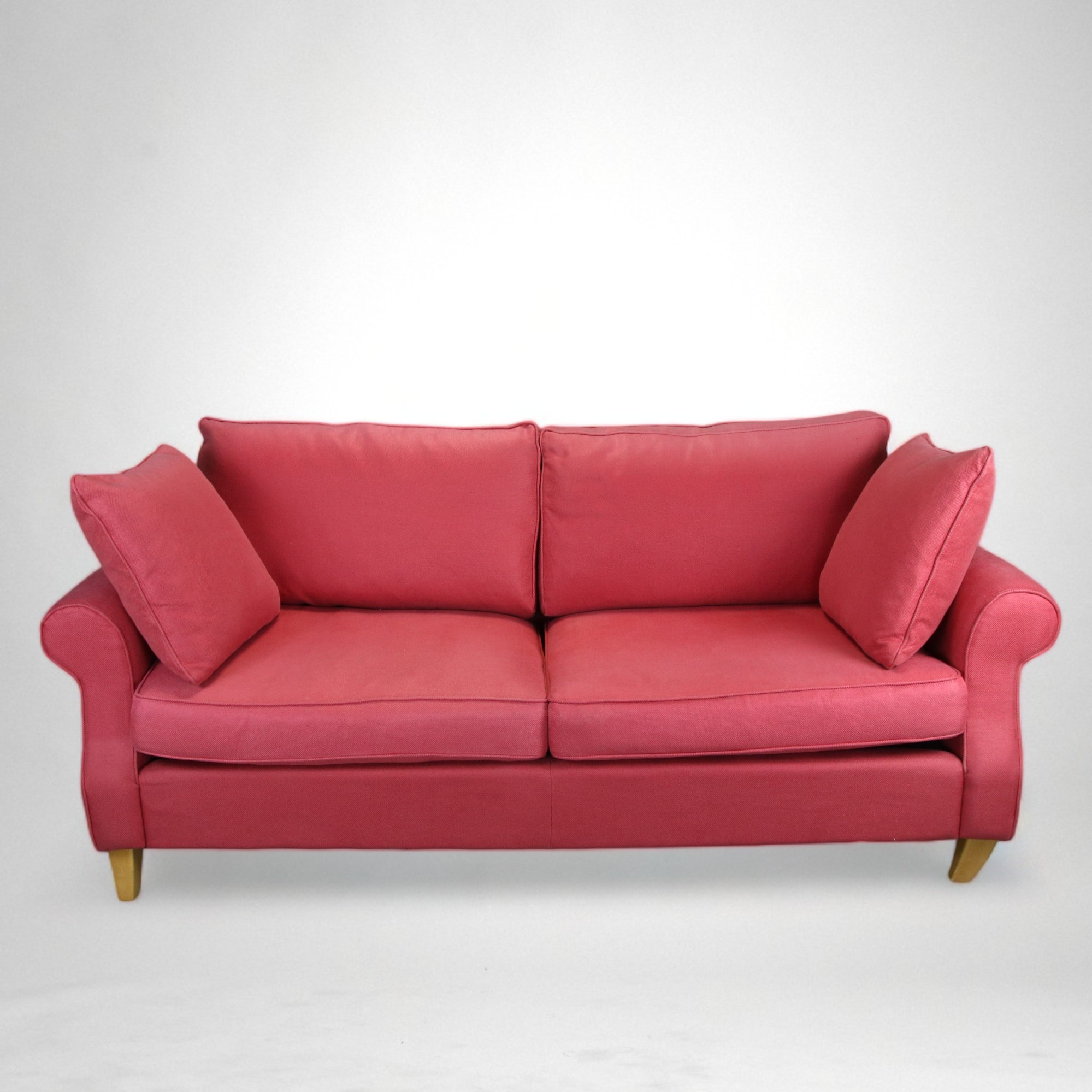 Bilder för 3376050. SOFFA, 3-sits, klädd i rosarött vävt tyg, lösa sitt ...