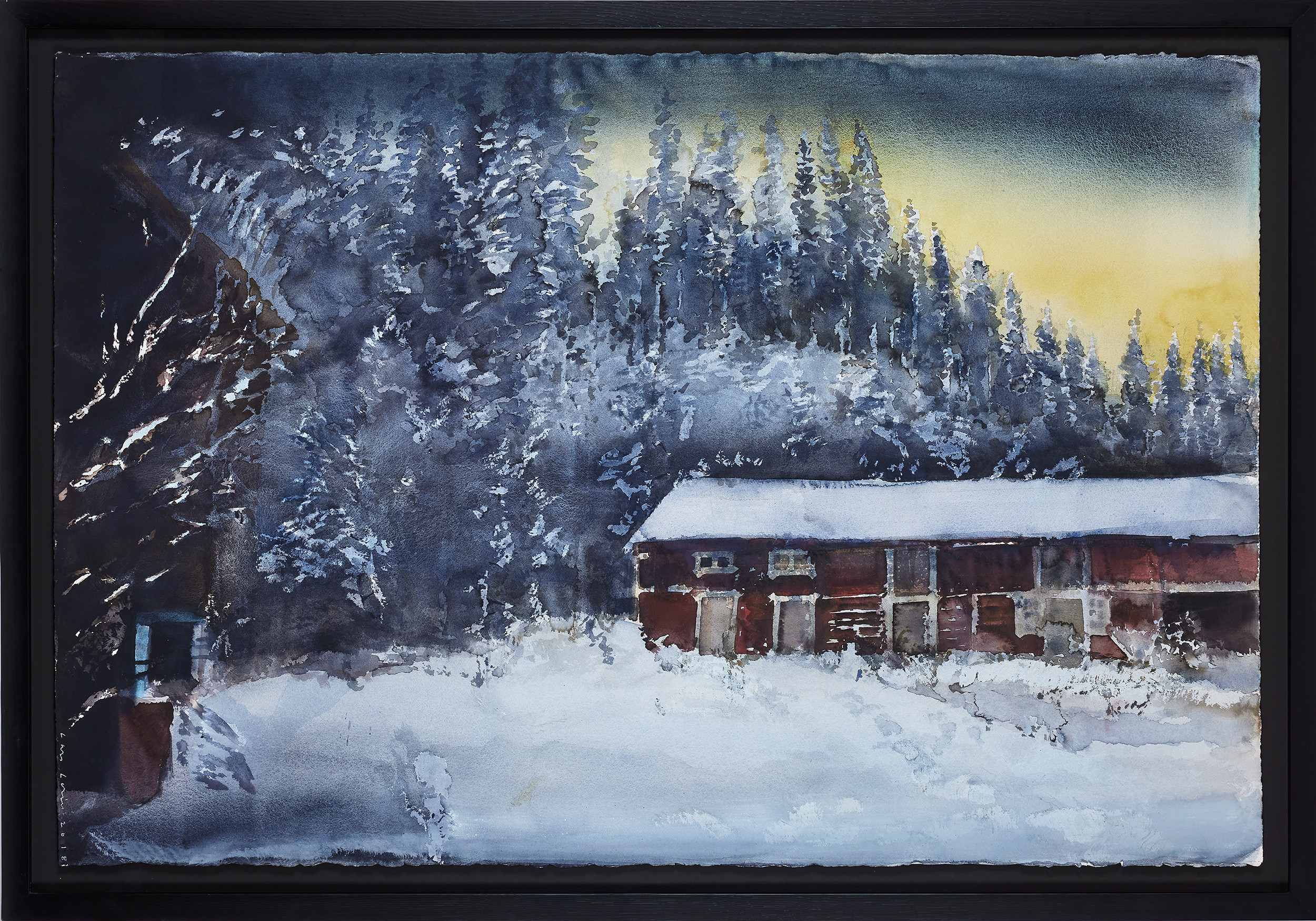 LARS LERIN. Uthus vid skogsbryn. Konst - Måleri - Auctionet