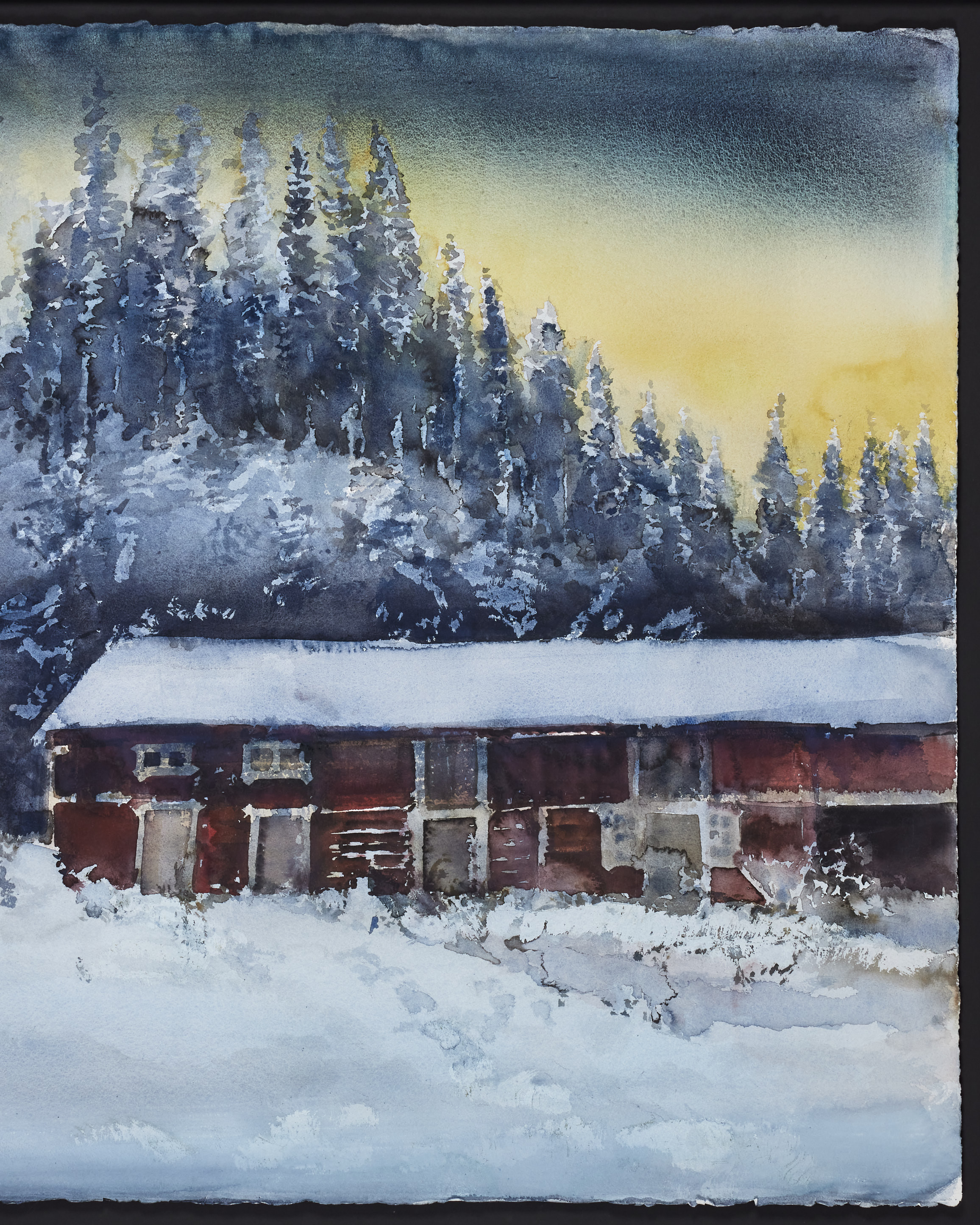 LARS LERIN. Uthus vid skogsbryn. Konst - Måleri - Auctionet