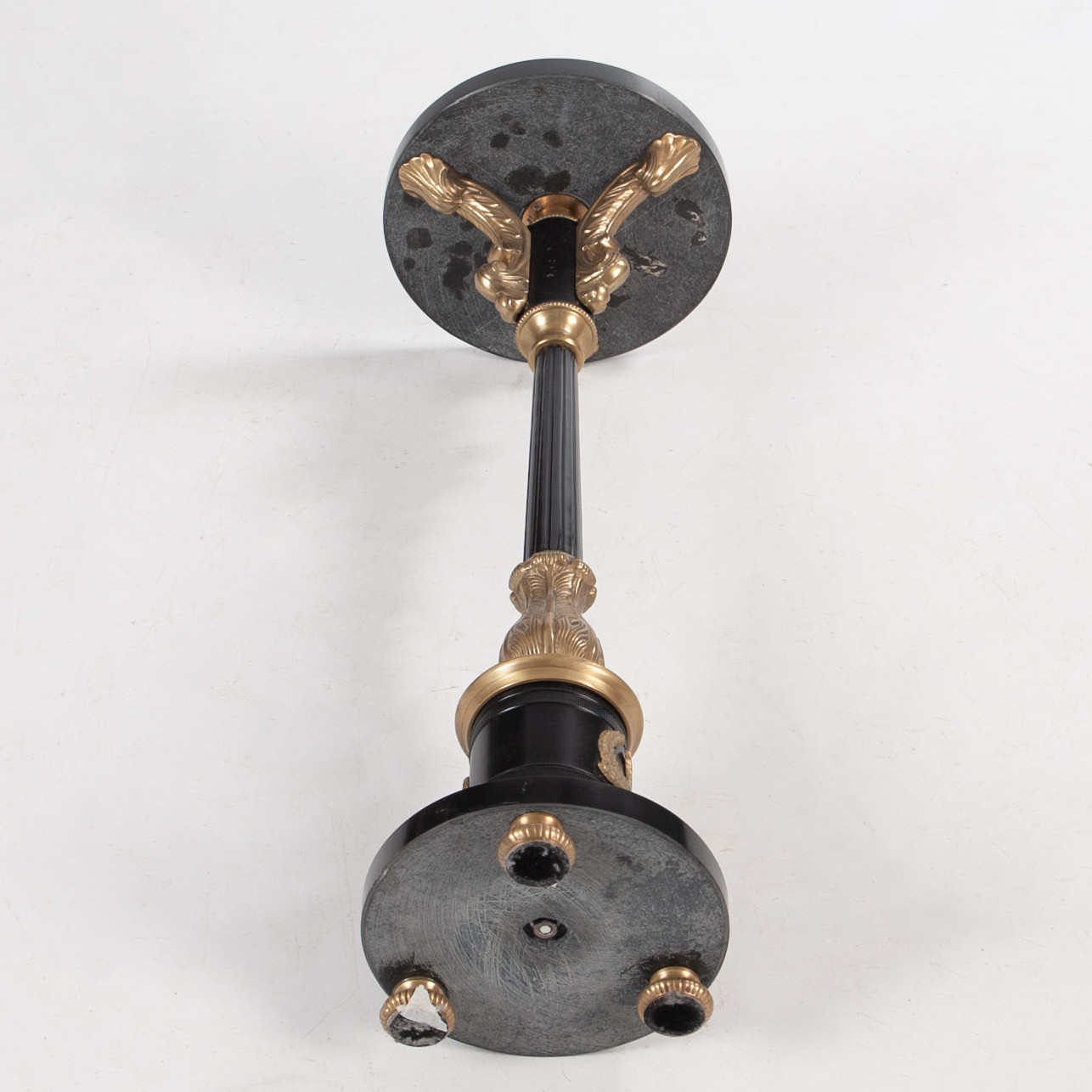 PIEDESTAL, empirstil, svart sten, metall med bronserade detaljer, 1900 ...