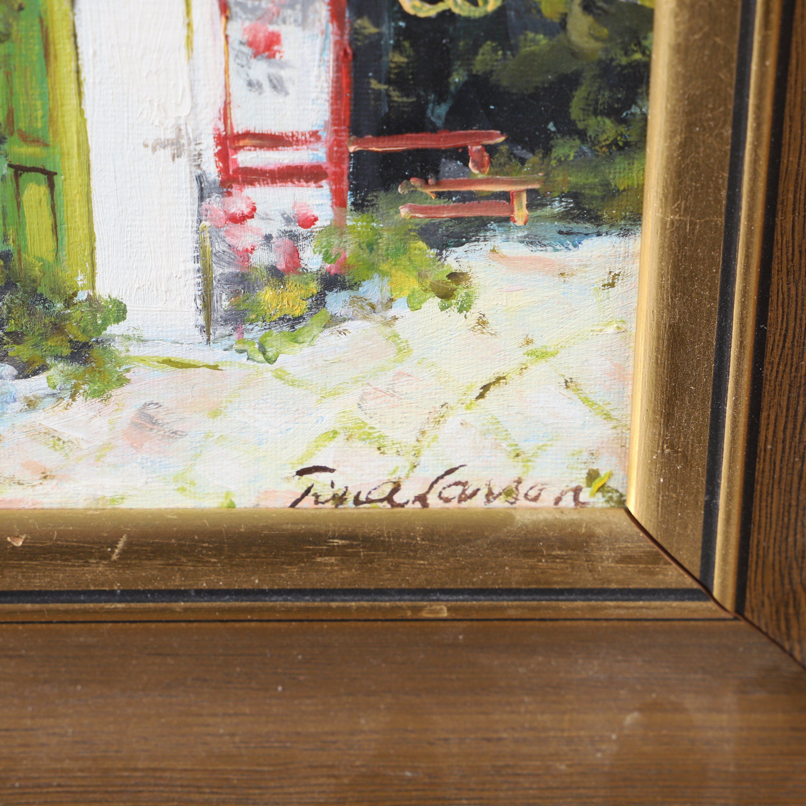 TINA LARSON. "Hos flickorna Lundgren", olja på duk, signerad. Konst ...