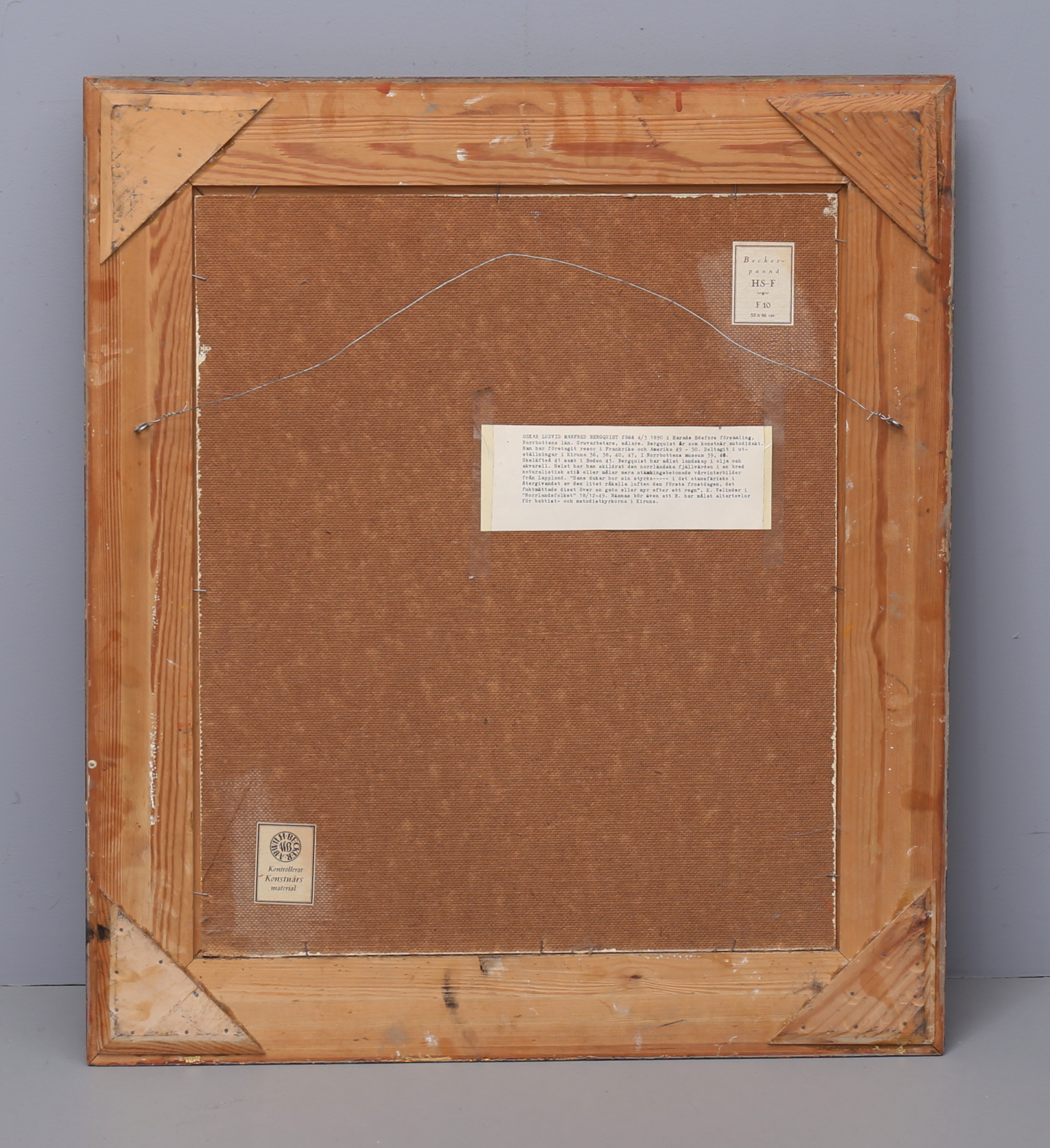 OSKAR LUDVIG MANFRED BERGQUIST. (Född 1890). Olja på pannå, Norrlands ...