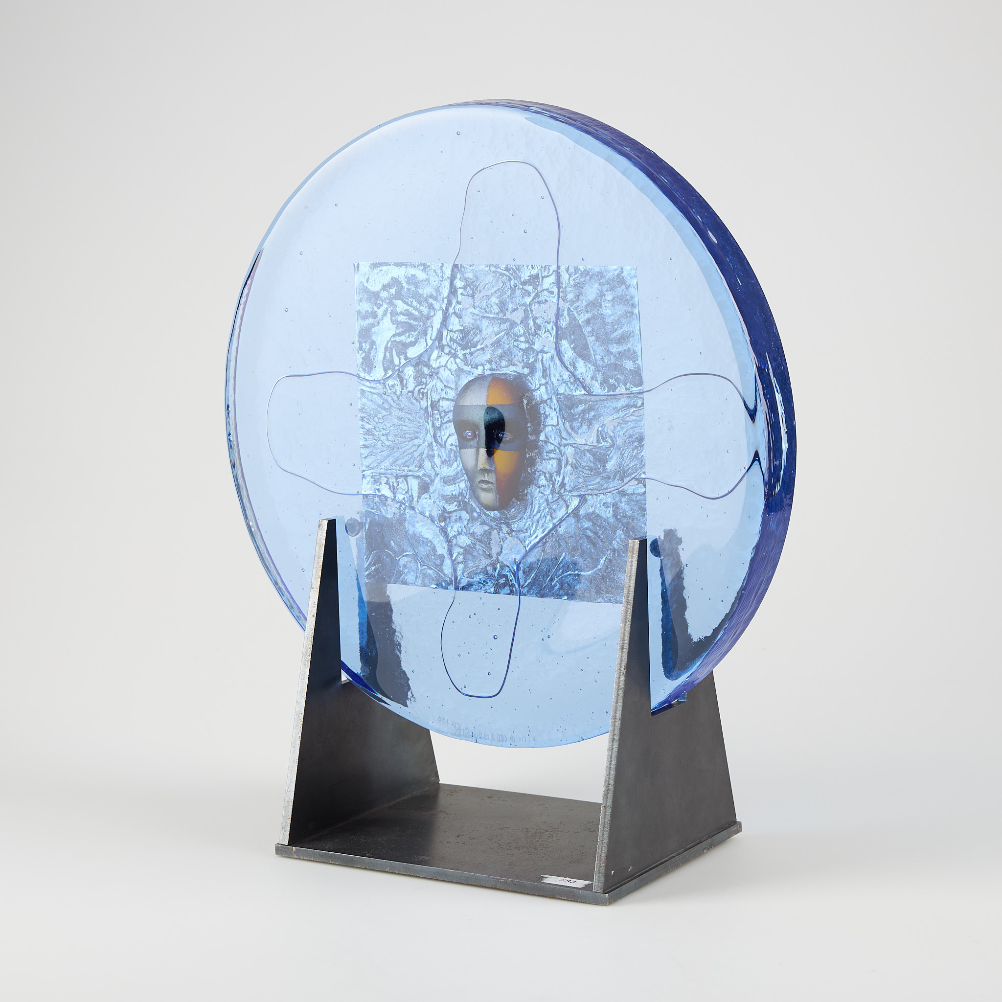 BERTIL VALLIEN. GLASSKULPTUR, ansikte, signerad B. Vallien samt 7176010 ...