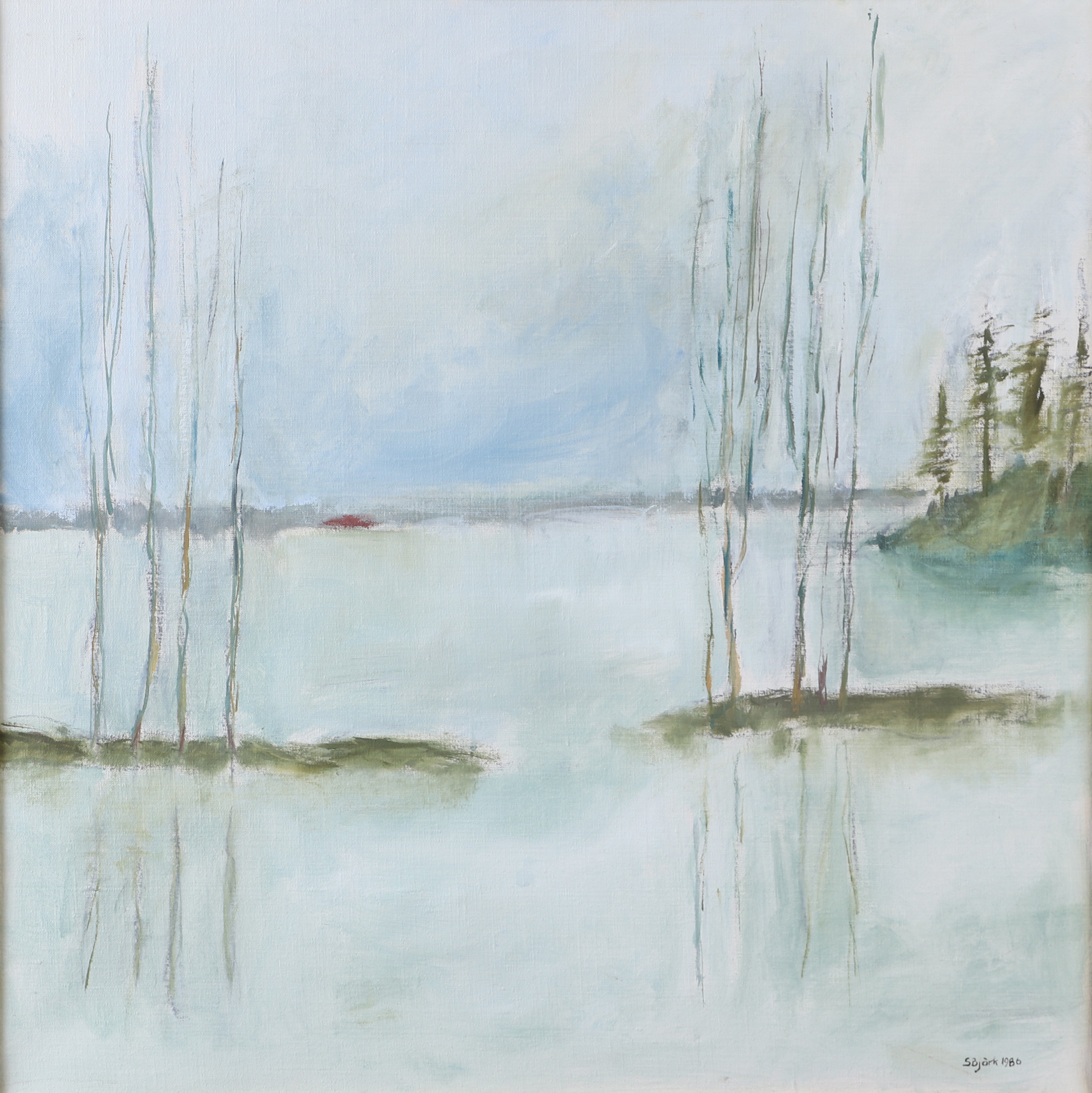 Images for 3431123. SVEN BJÖRK. Sea landscape with trees, oil on canvas ...