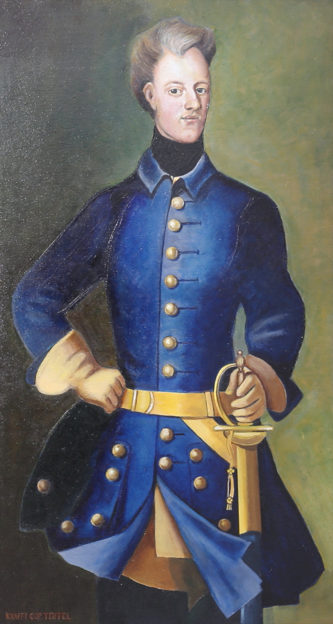 JOHAN TEIFFEL. Porträtt av Kung Karl XII, Olja på duk, kopiemålning ...
