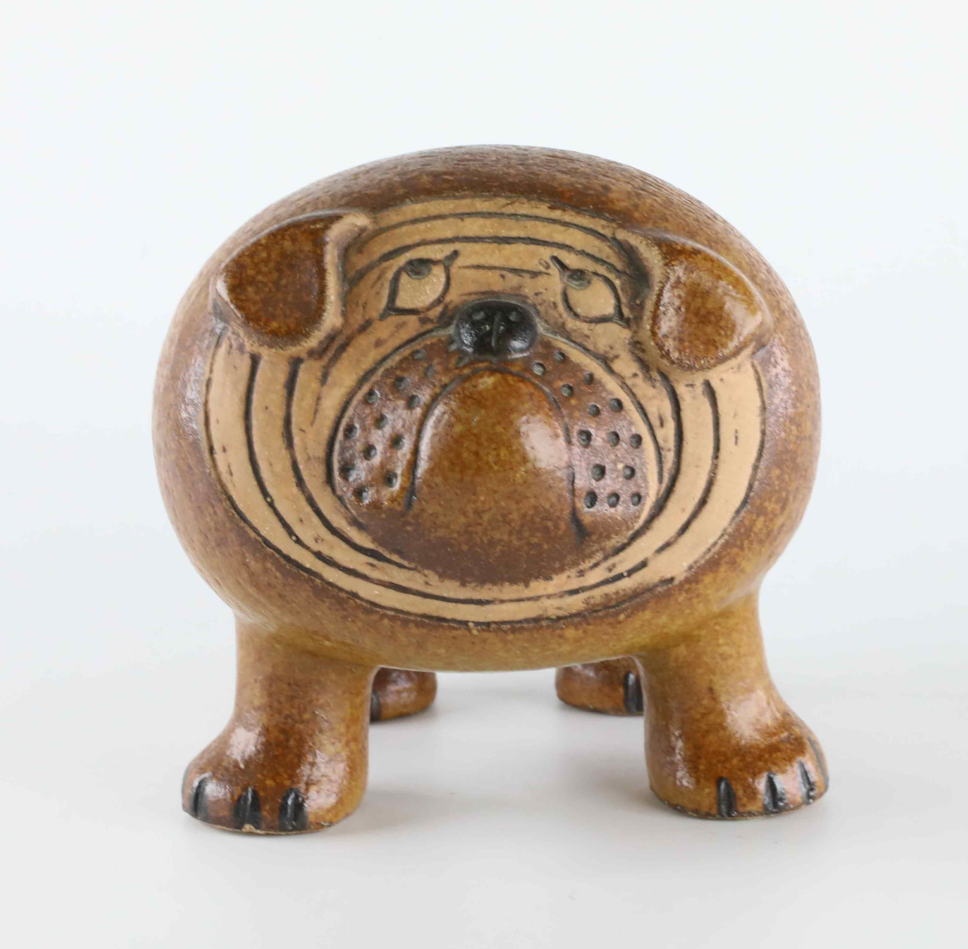LISA LARSON. Figurine, stoneware, bulldog watch series Kennel ...