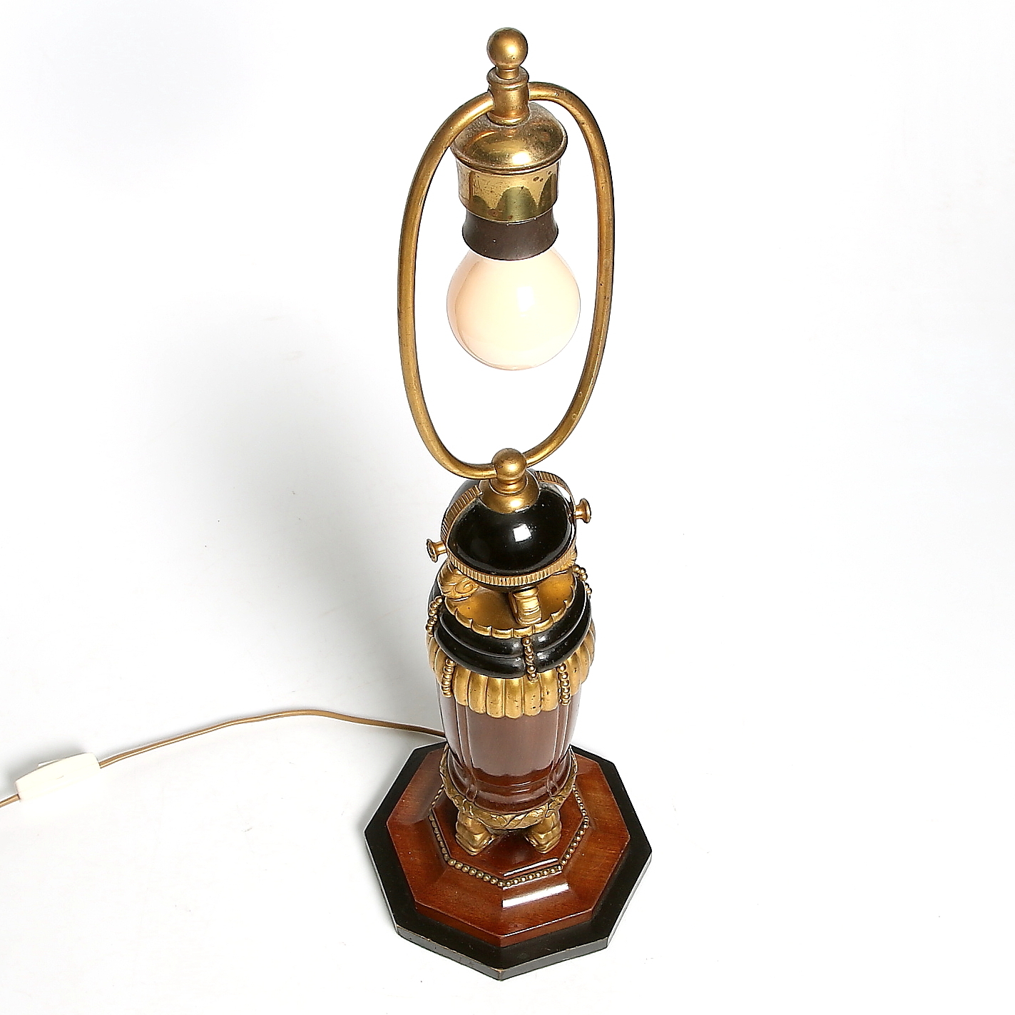 Images for 345329. TABLE LAMP, wood and brass, empire style, first half ...