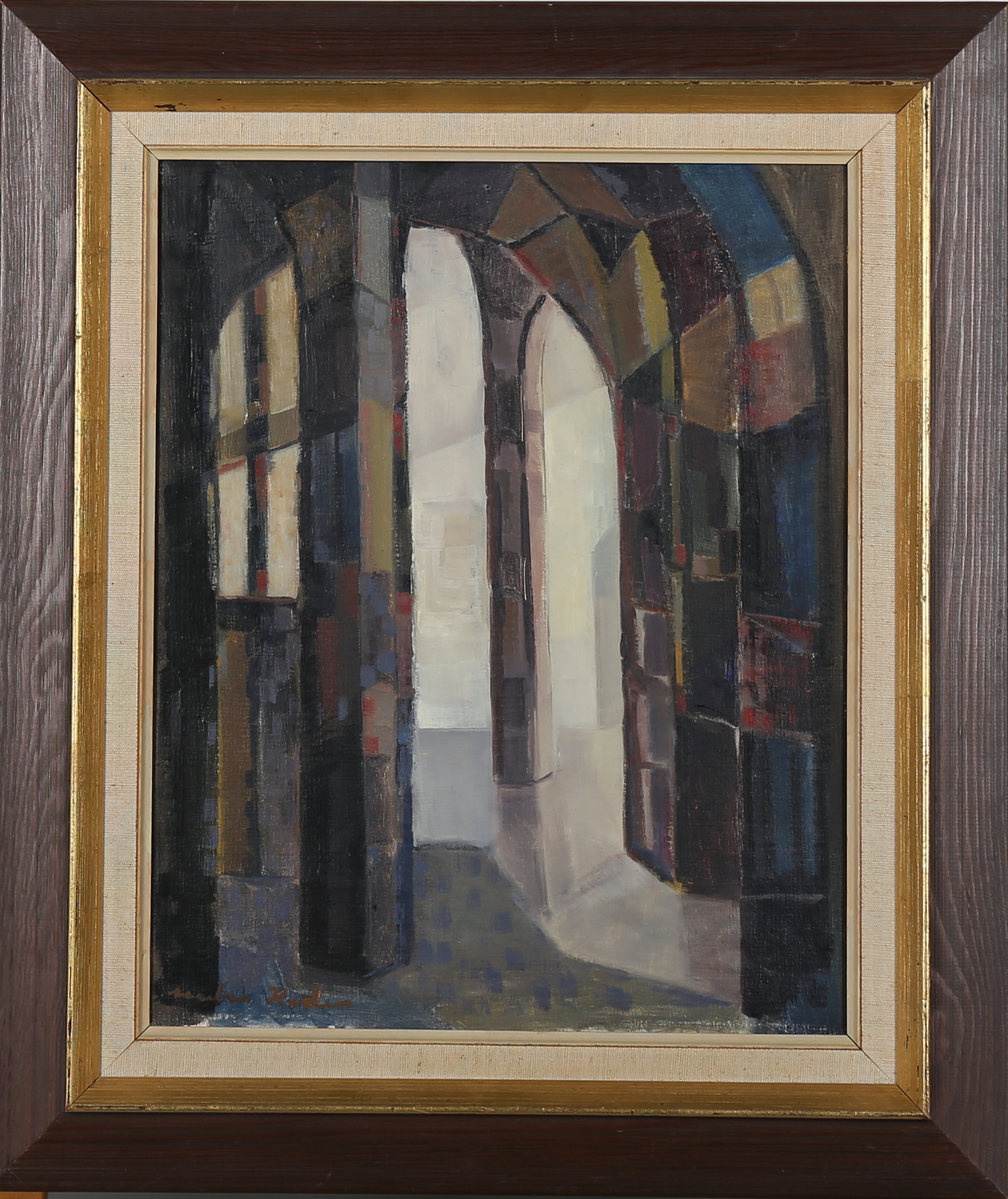 Images for 345889. REUBEN HEDIN. Oil on canvas, cathedral interior ...