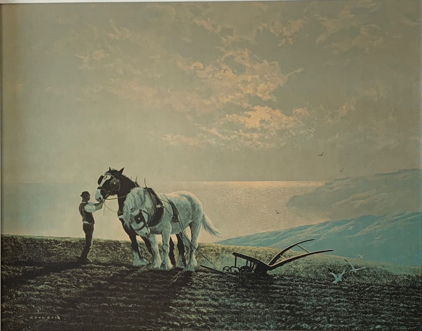 Images for 3490070. GERALD COULSON. SHIRE HOUSES PLOUGHING CLIFF TOP ...