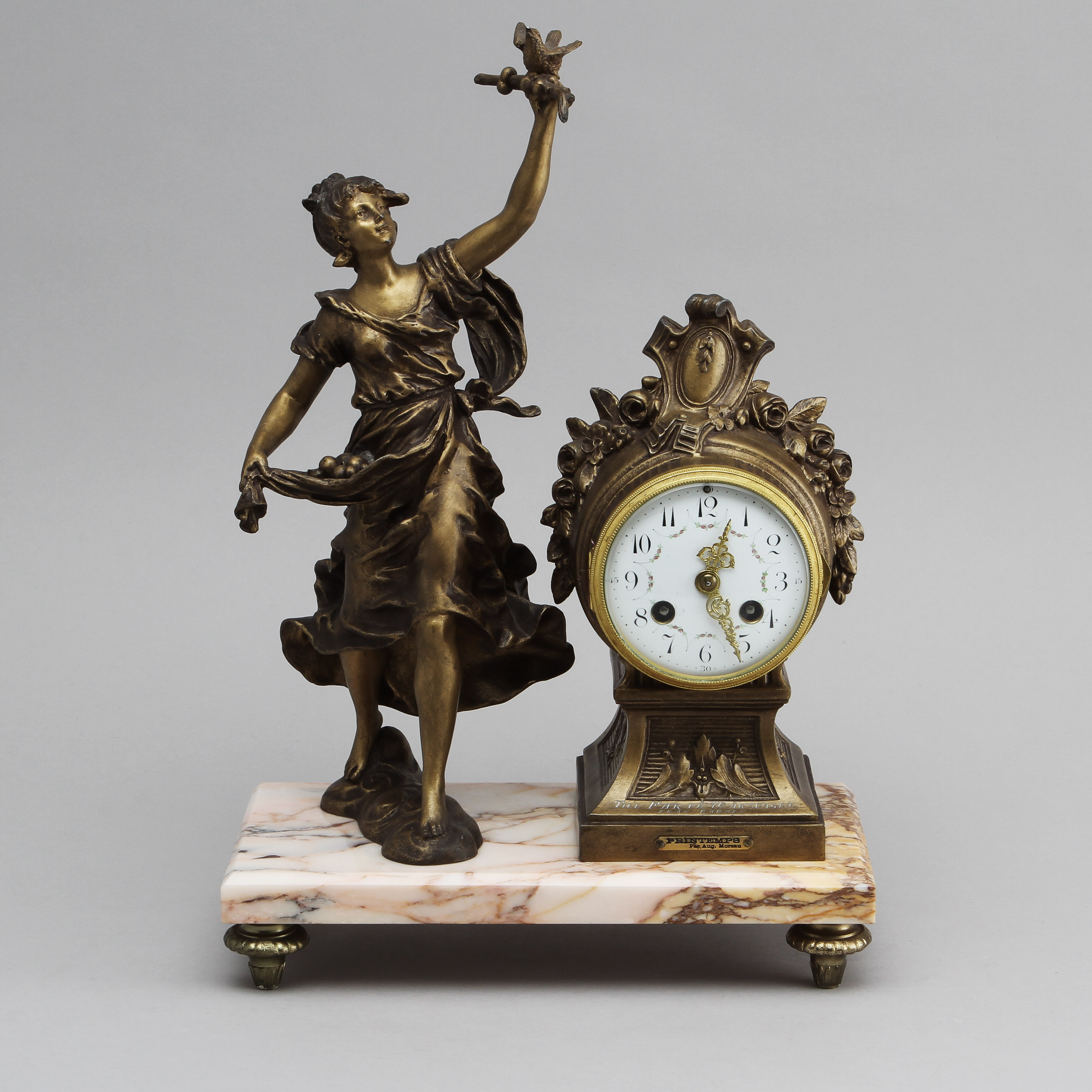 Images for 350402. TABLE CLOCK, with sculpture after Auguste Moreau ...
