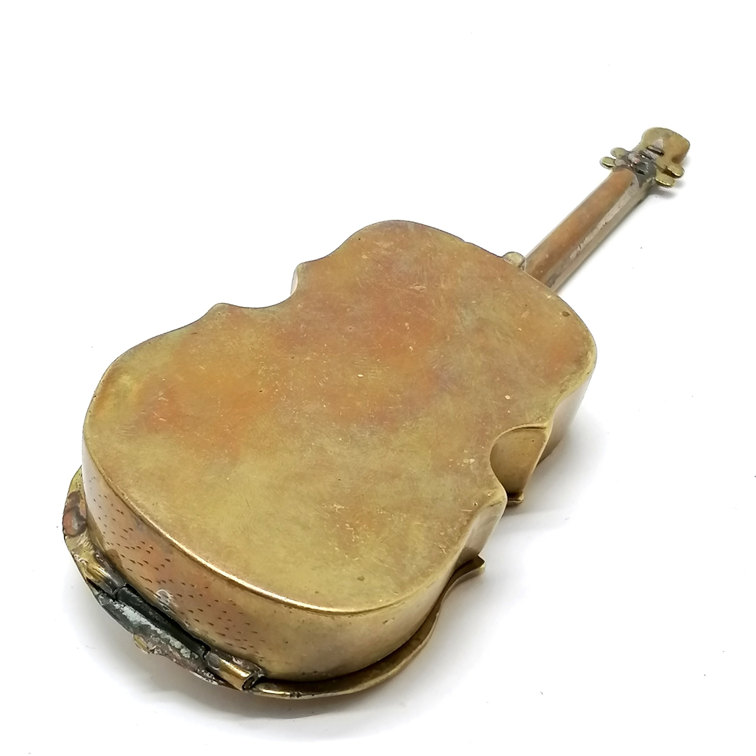 NOVELTY MUSICAL INSTRUMENT BRASS POSTAGE STAMPS BOX IN THE FORM OF A ...