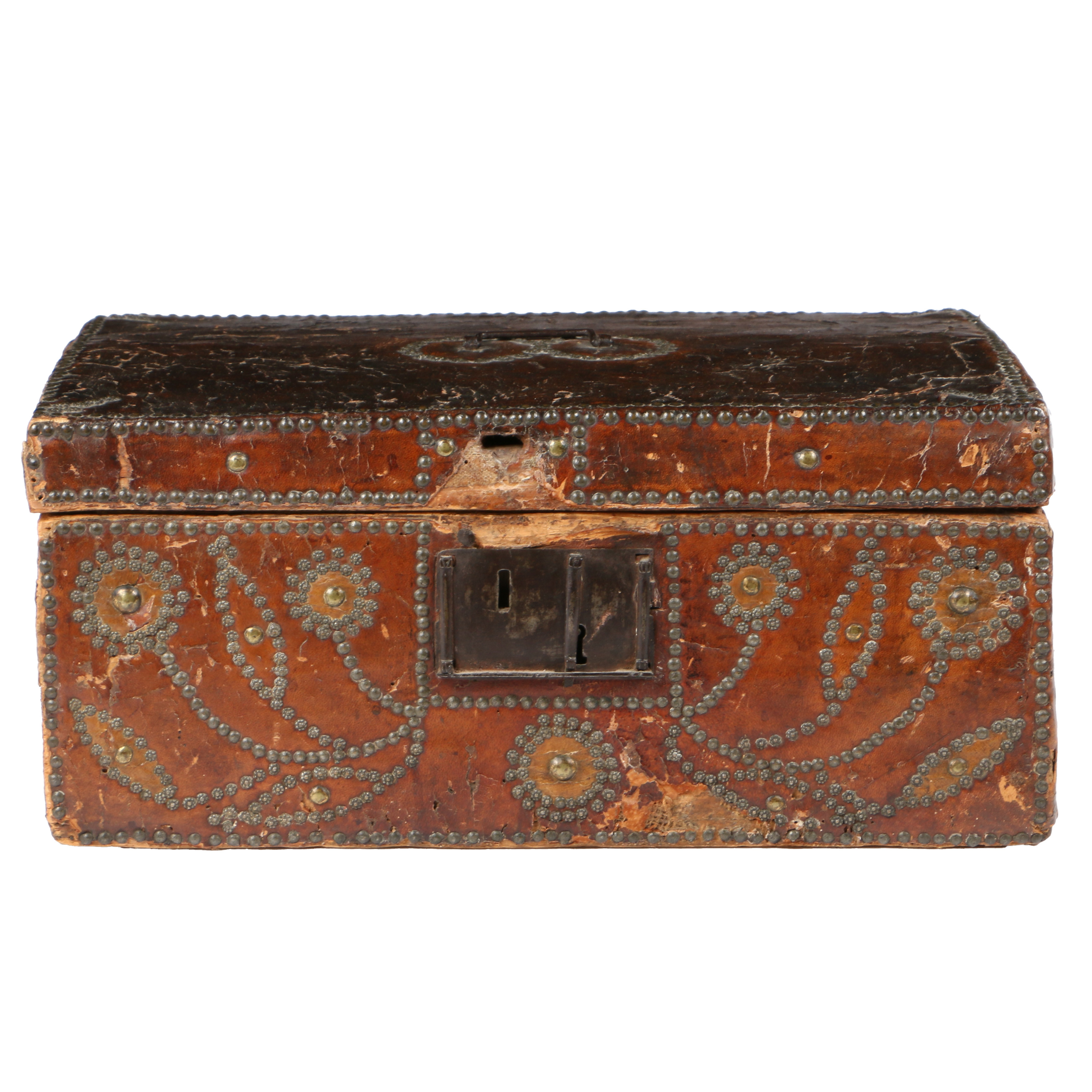 Images for 3526820. A LEATHER AND BRASS STUDDED CASKET, ENGLISH, CIRCA ...