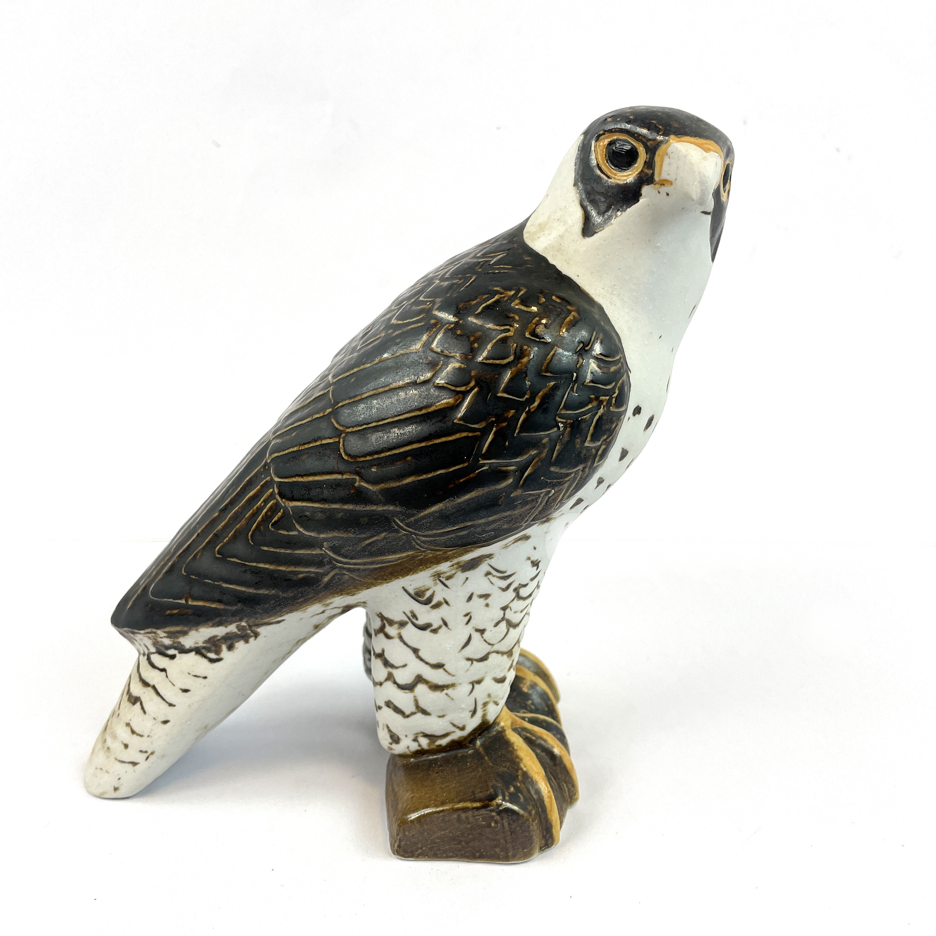 LISA LARSON. Figurine, stoneware, peregrine falcon, endangered animals ...