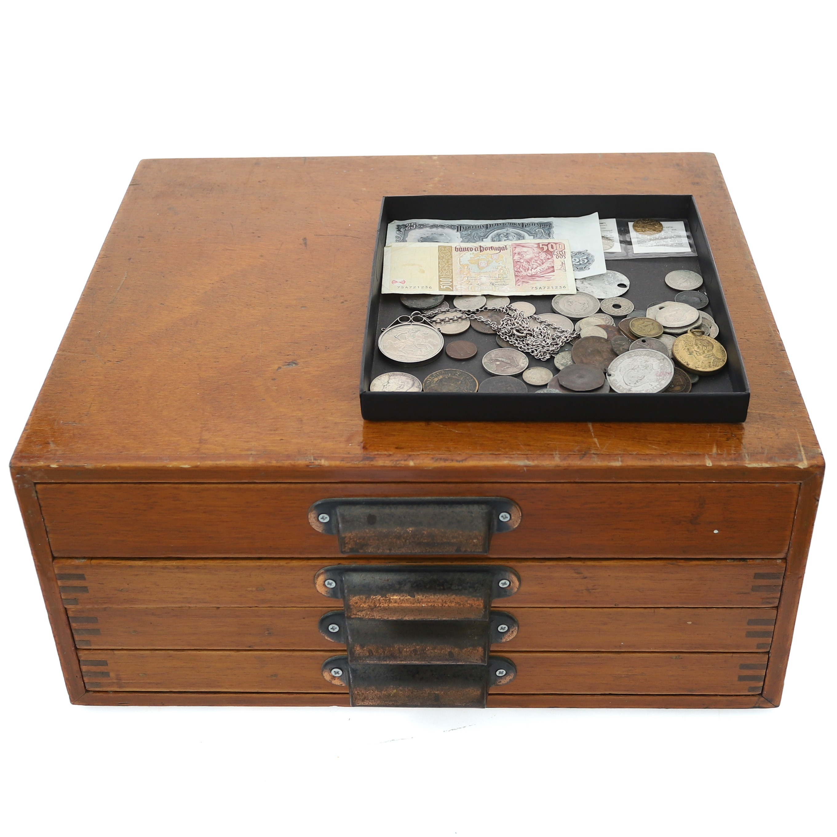 Images for 3575009. A COIN COLLECTOR'S WOODEN FOUR DRAWER TABLE TOP ...