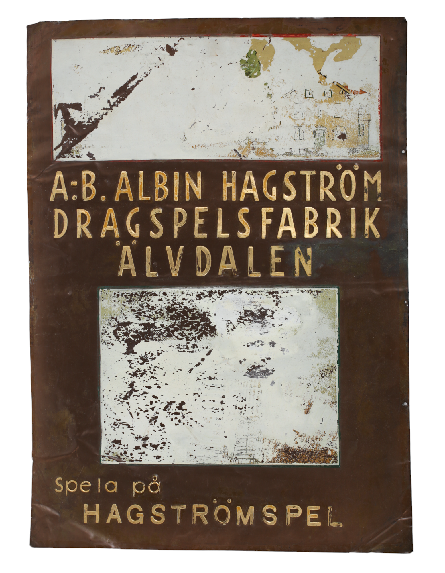 Images for 3599757. SIGN, copper, painted with gold paint, A.-B. ALBIN ...