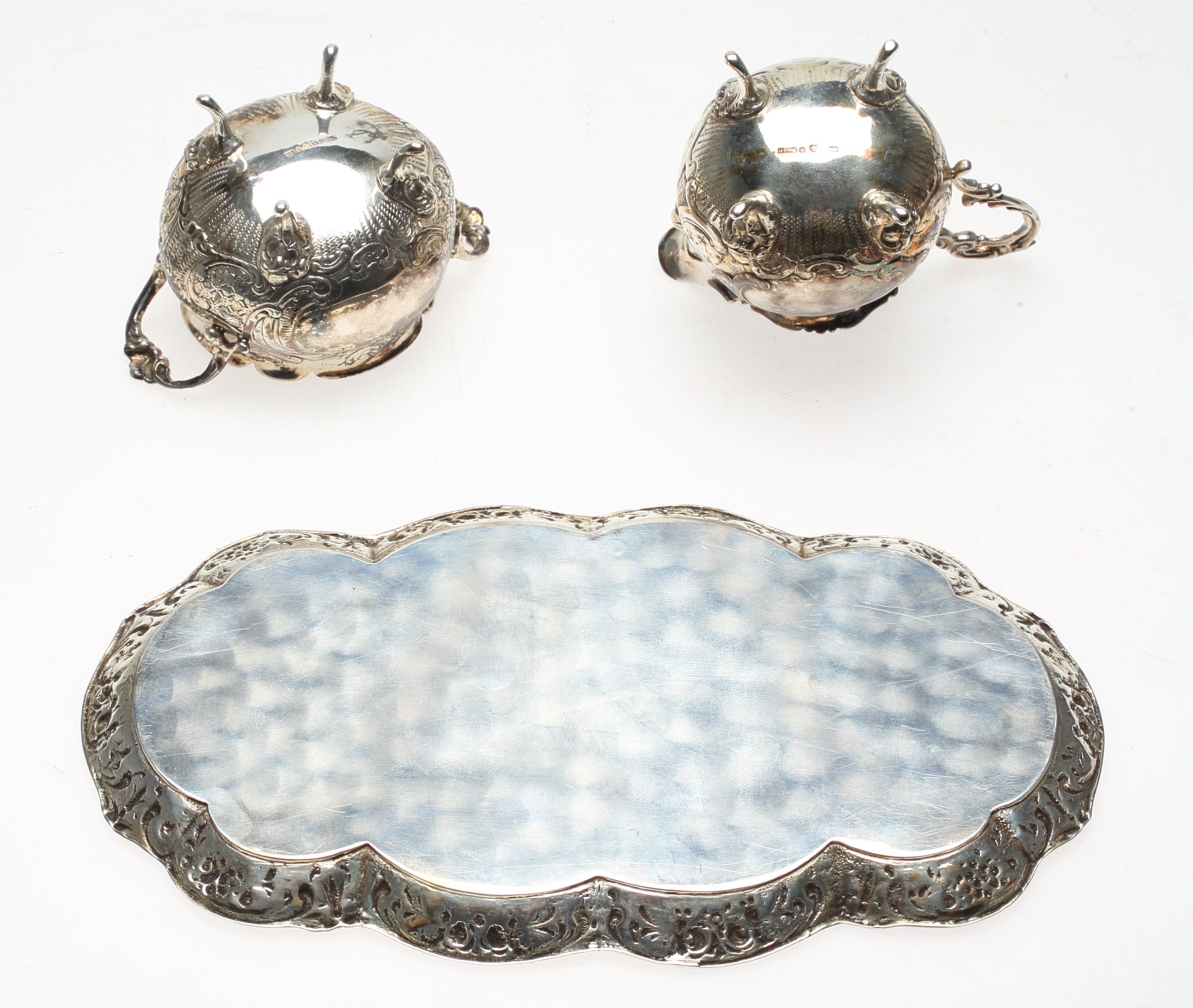 Images for 370086. SUGAR BOWL AND CREAM CAN WITH TRAY, Swedish silver ...