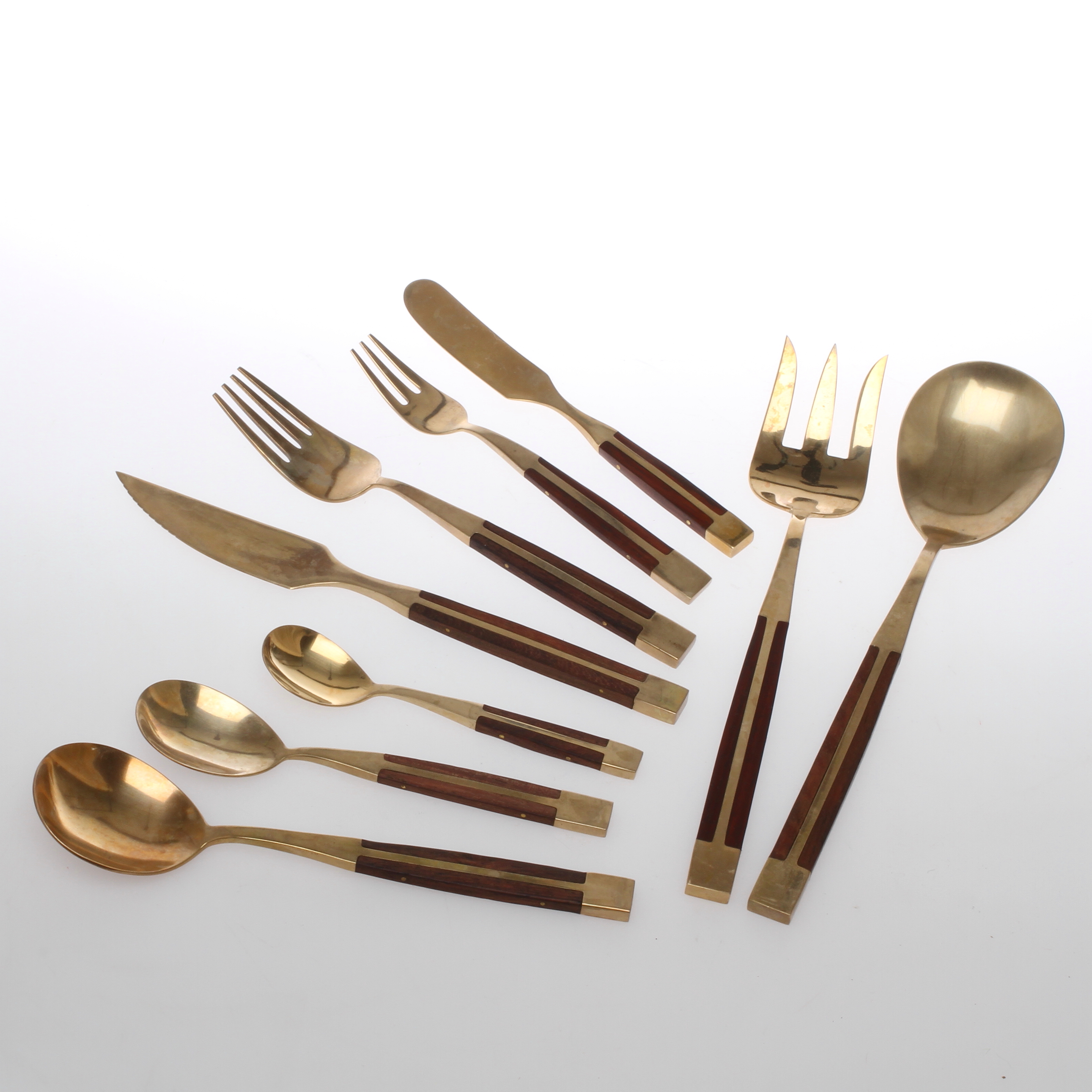 Images for 371013. CUTLERY, approx. 47 pieces, wood and brass, probably ...