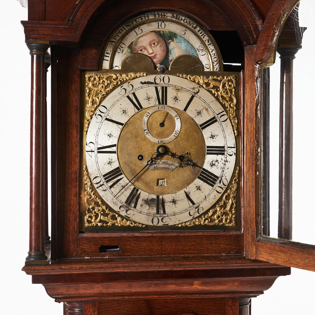 An 18th century James Houghton floor clock, Macclesfield, England, oak ...