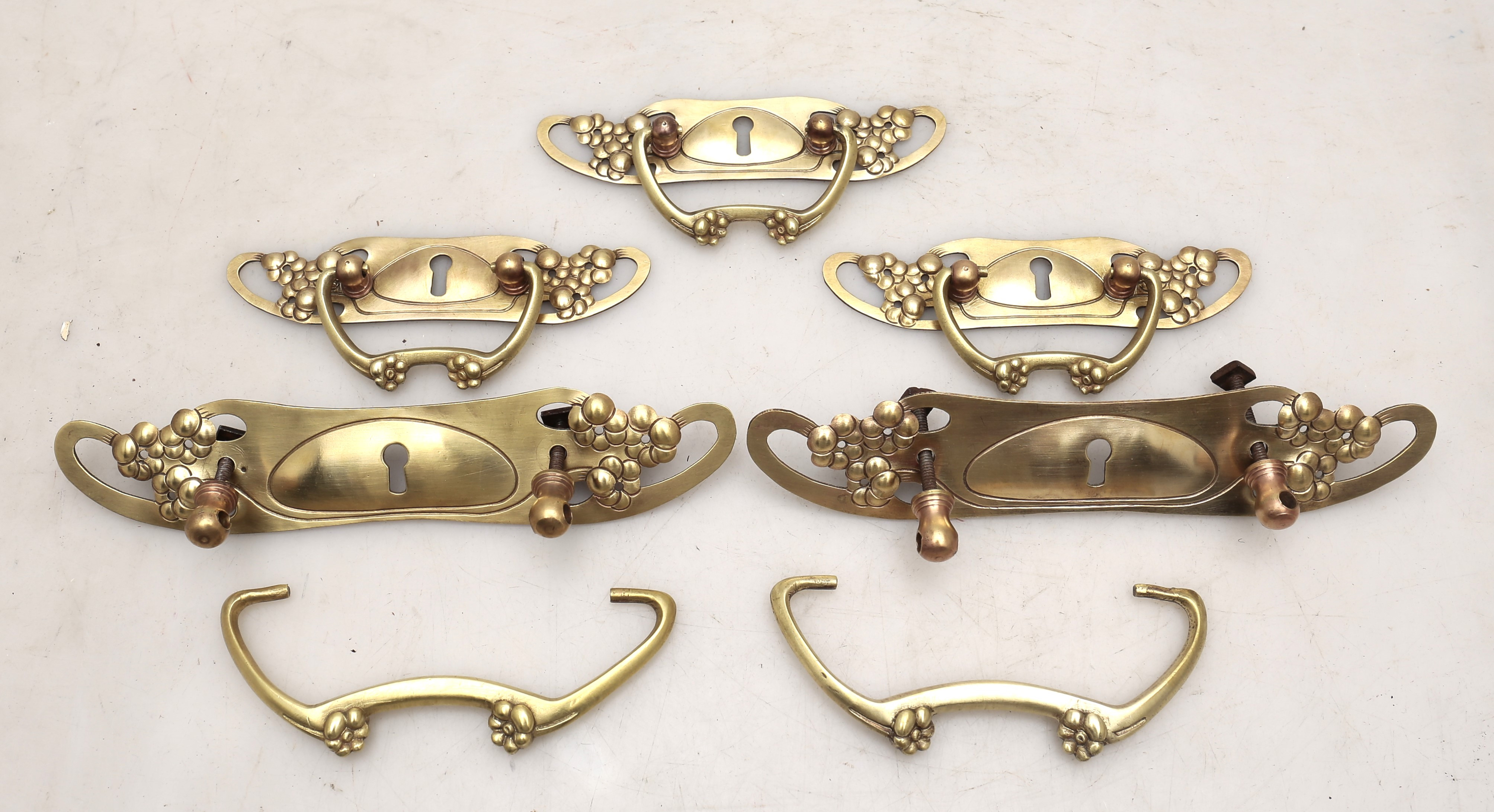Images for 3796837. Set of five keyholes with Modernist brass handles ...