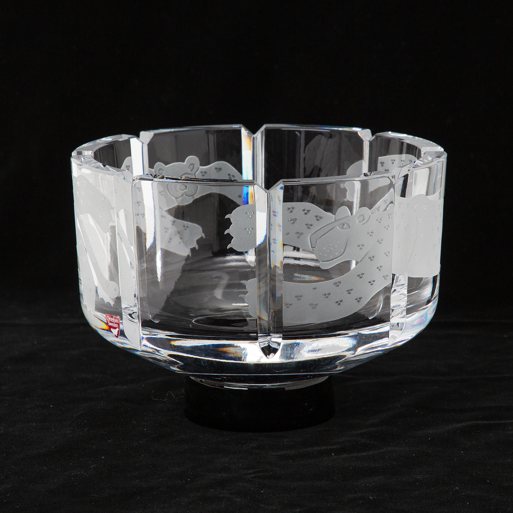 Images for 3803104. GUNNAR CYRÉN. Bowl, “Cats”, glass, Orrefors, signed ...