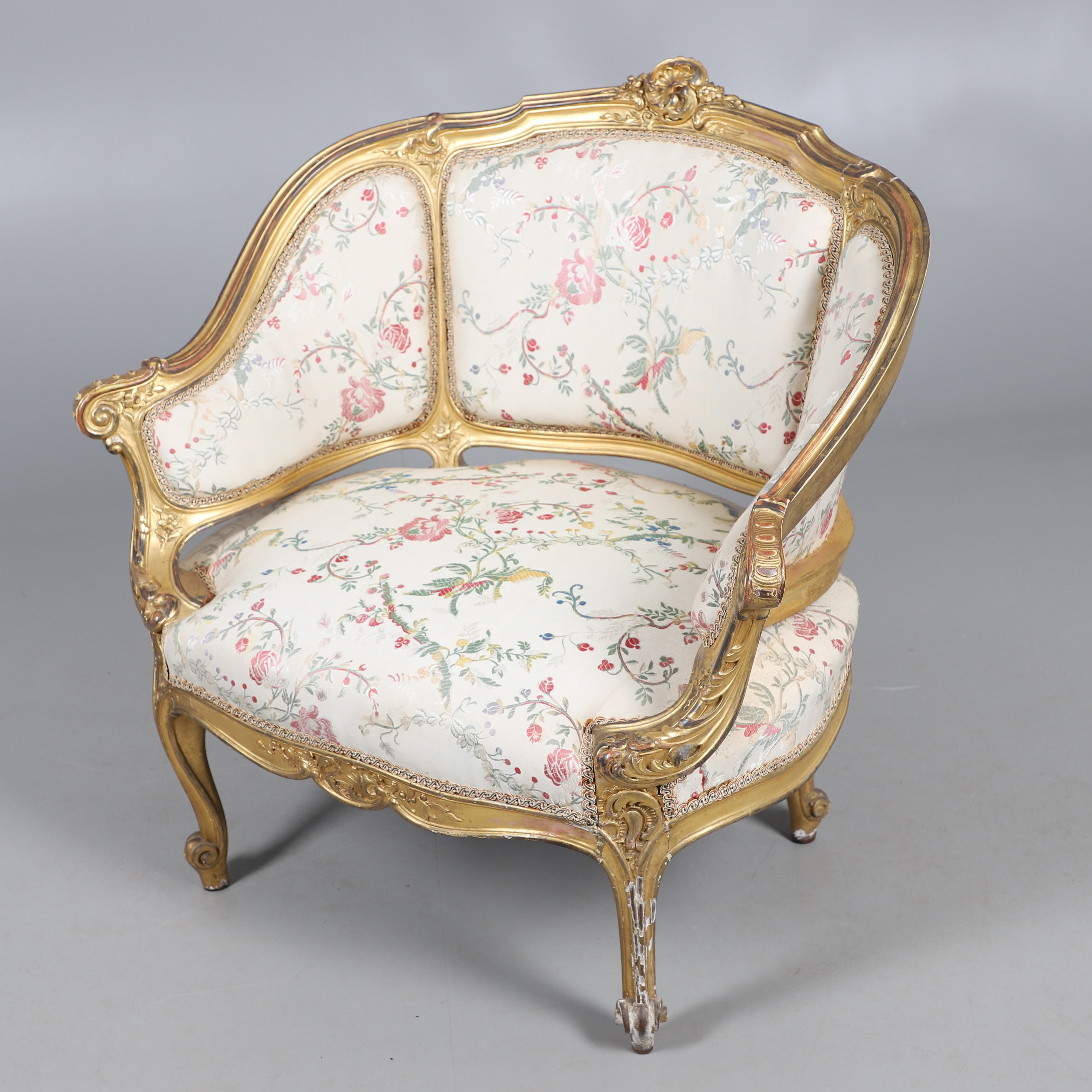Images for 3808417. A FRENCH ROCOCO STYLE GILT GESSO TUB CHAIR. - Auctionet