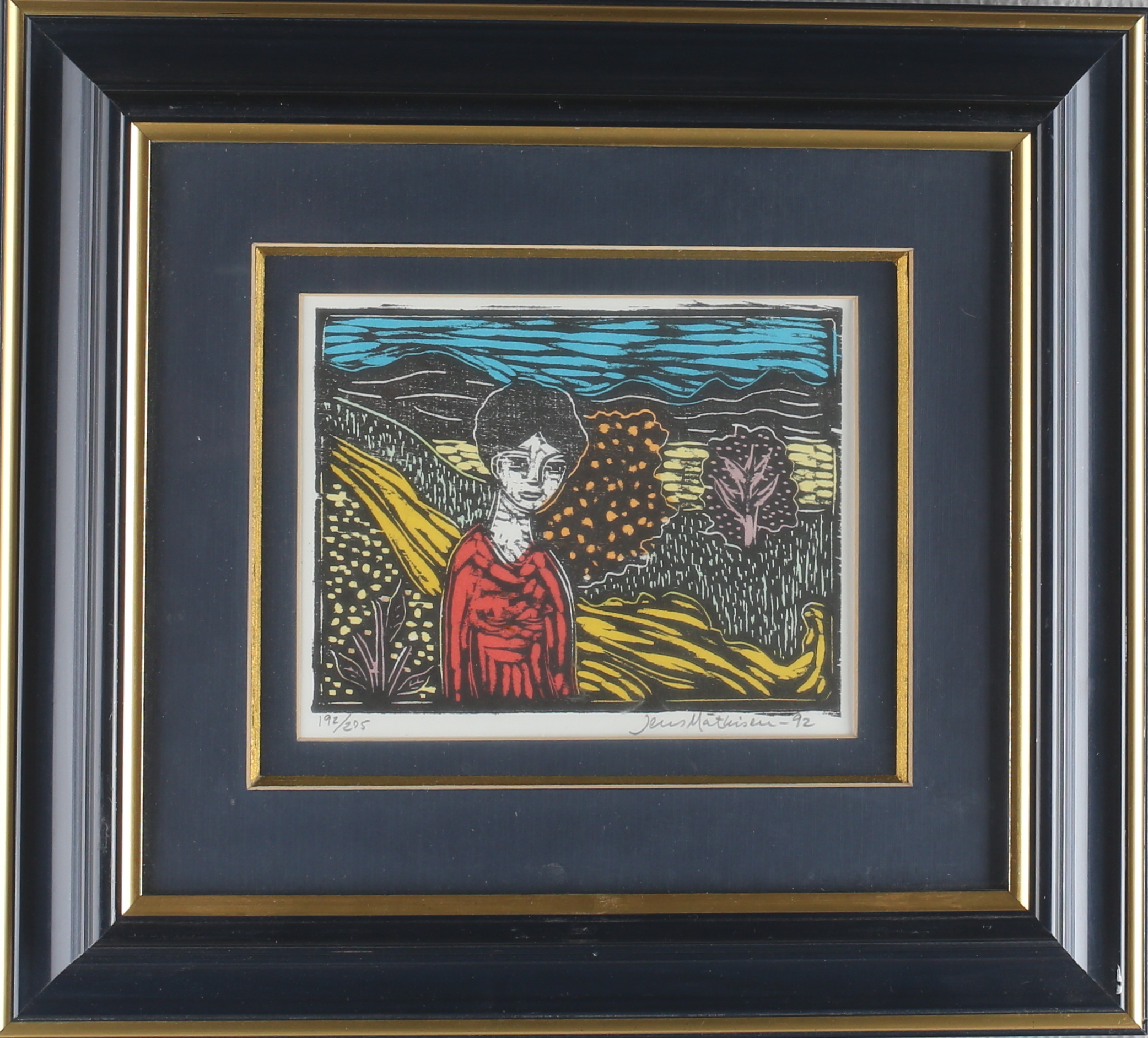 Images for 399311. JENS MATHISEN. Hand-colored woodcuts, 2 pcs., signed ...