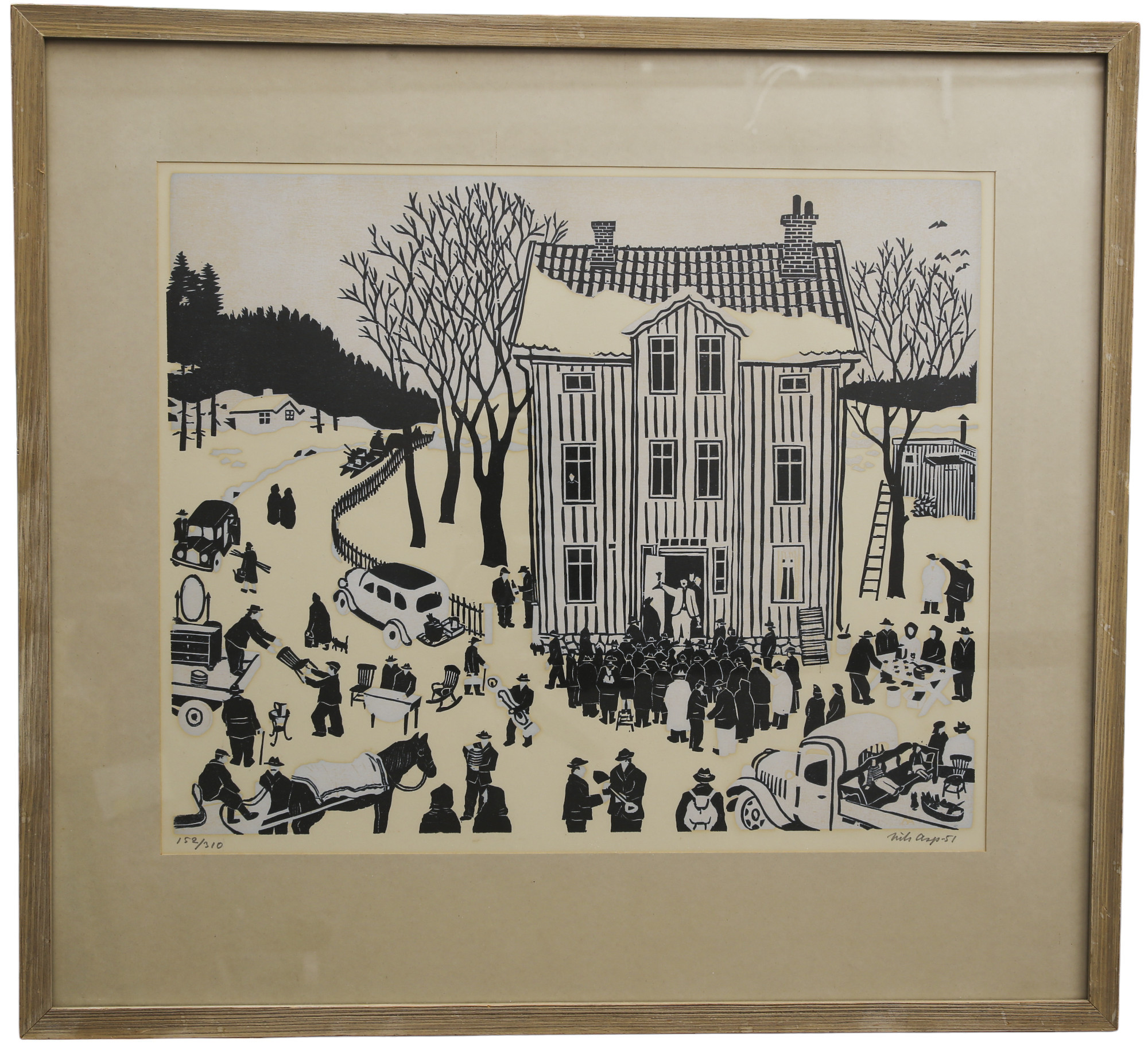 Images for 4028113. NILS ASP. Lithograph, farm auction, numbered 152/ ...