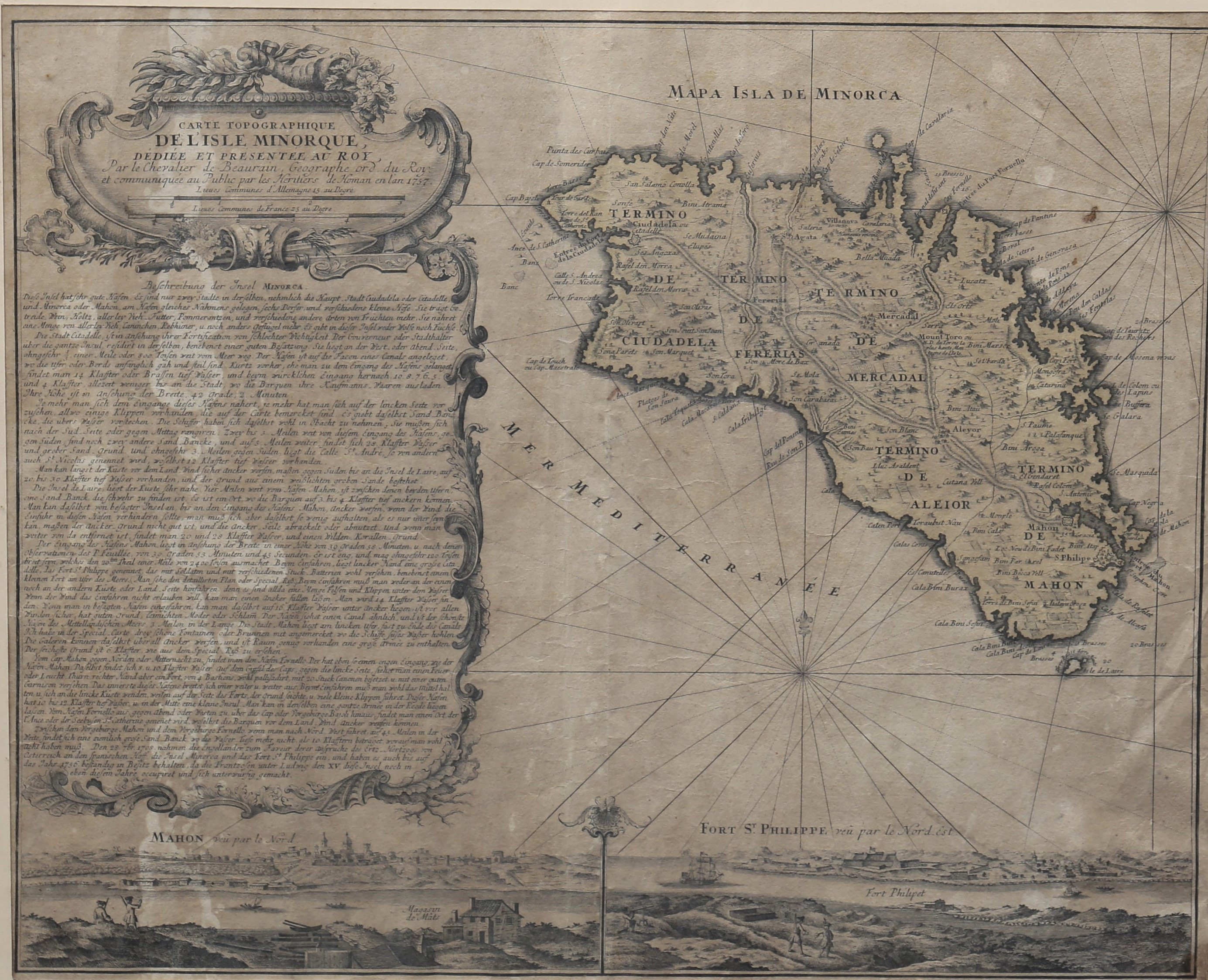 Images for 4051232. Map of Menorca with views of Mahon and Fort San ...