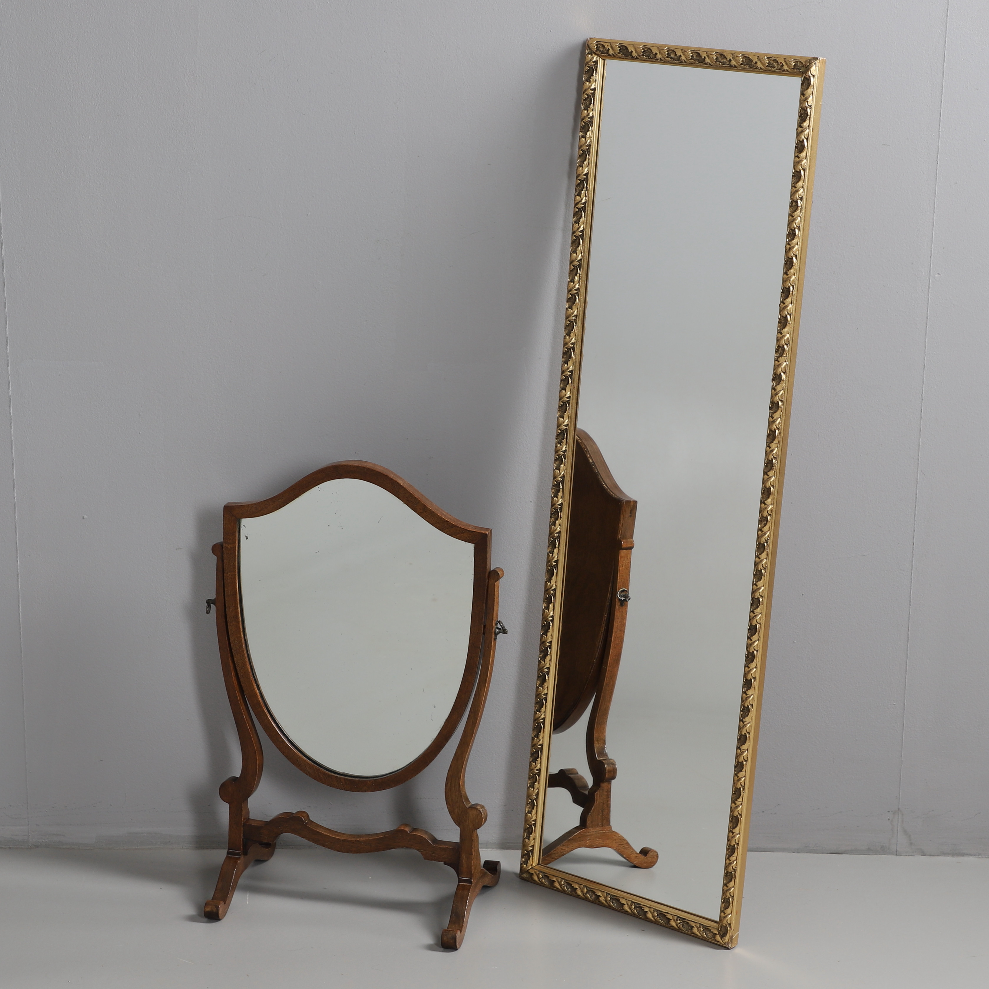 Images for 4100377. A SHIELD SHAPE SWING FRAME TOILET MIRROR, AND A MODERN GILT FRAME WALL ...