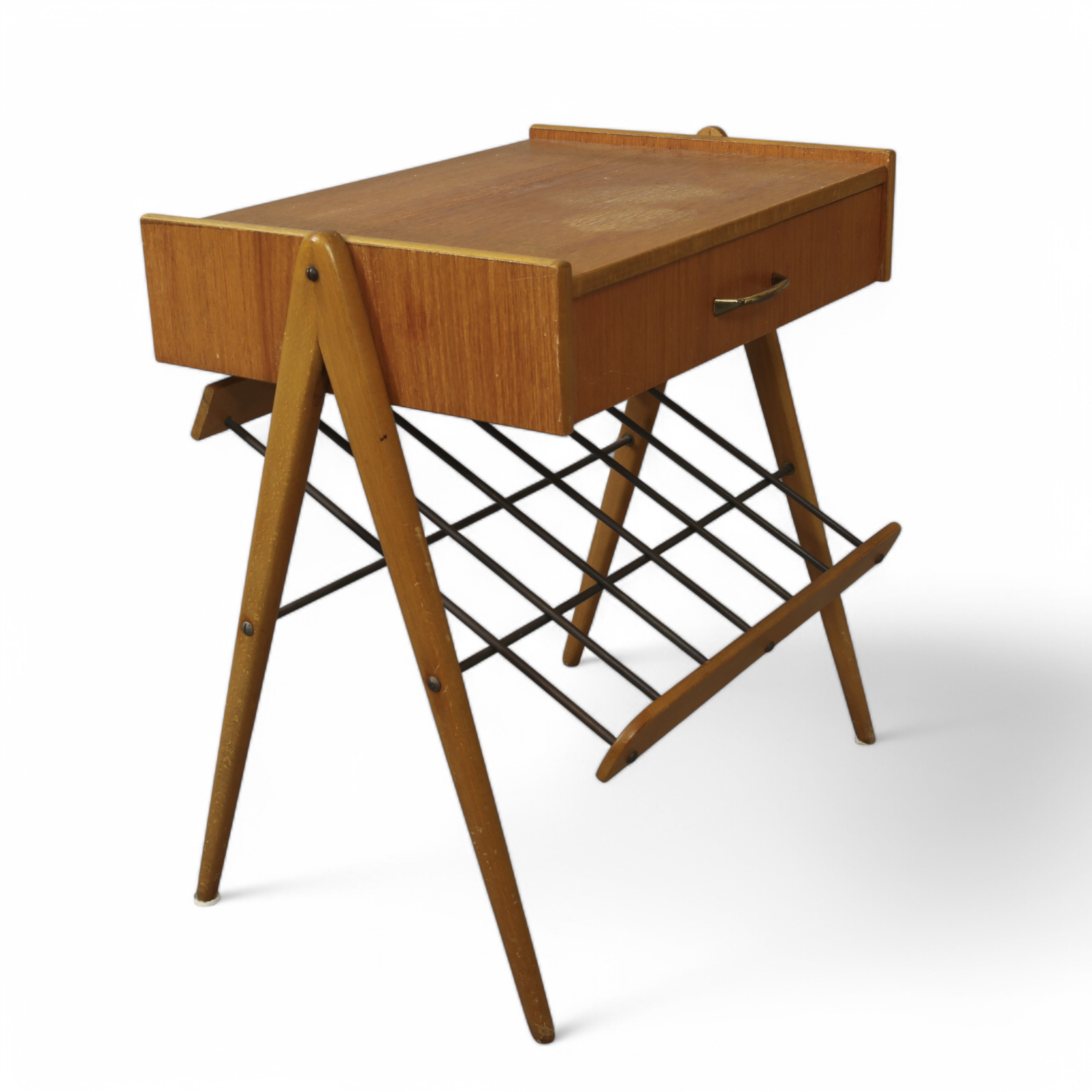 Images for 4148004. A 1950's teak bedside table with magazine shelf and ...