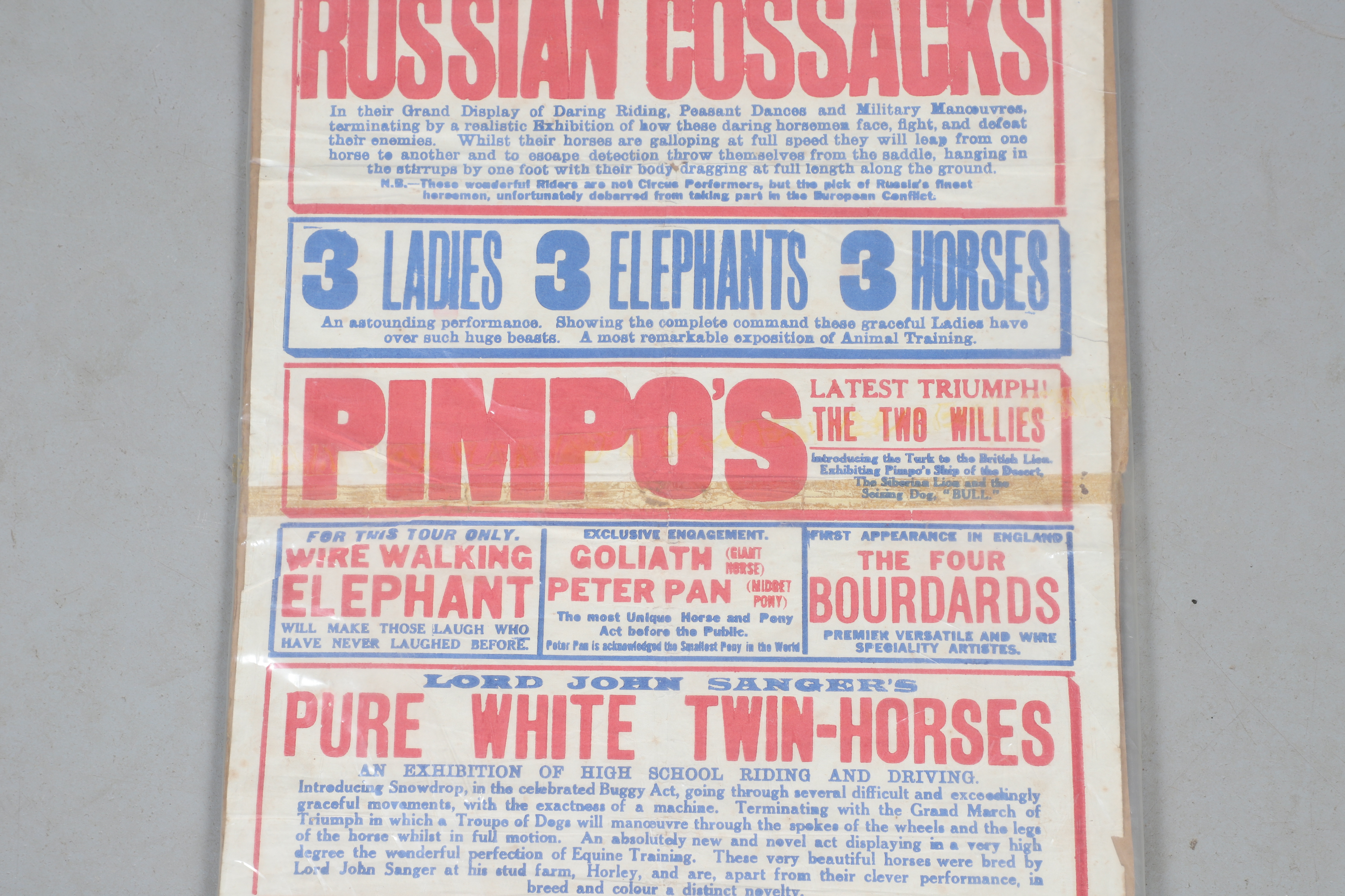 Images for 4258020. VINTAGE CIRCUS POSTER - LORD JOHN SANGER. - Auctionet