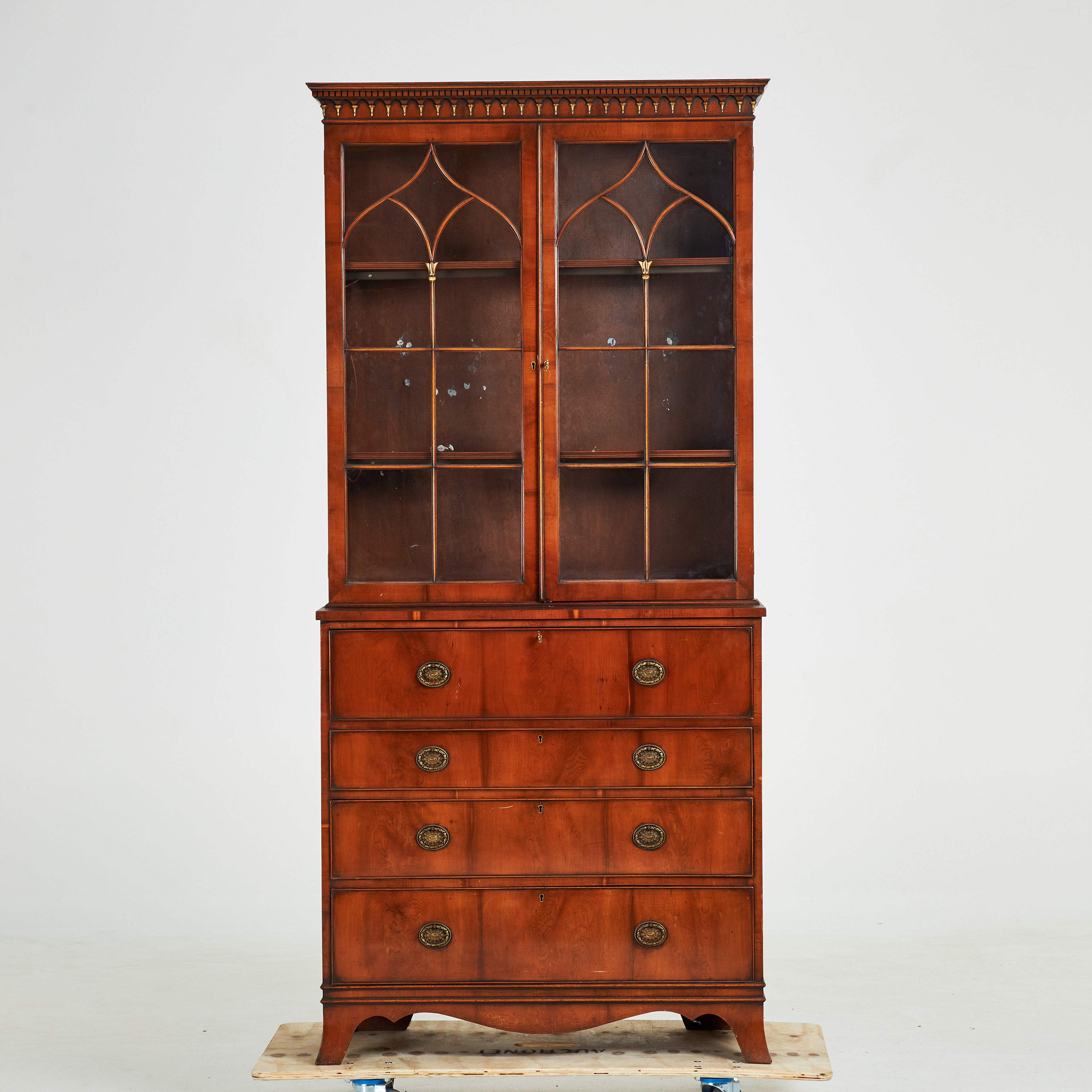 Images for 4304385. DISPLAY CABINET WITH DESK FLAP. 20th century, two ...