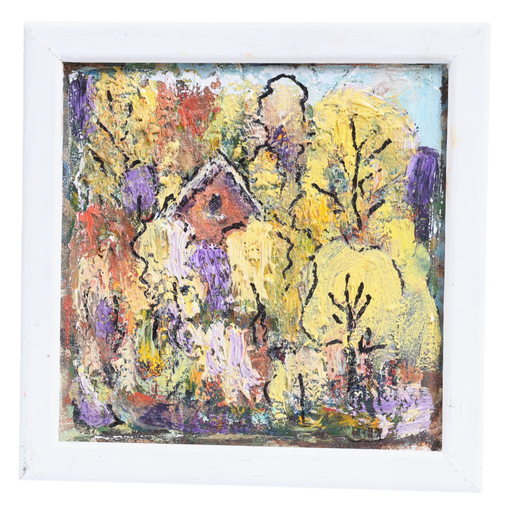 BIRGITTA LOVÉN. Oil on panel, “And the house suddenly got eyes”, signed ...