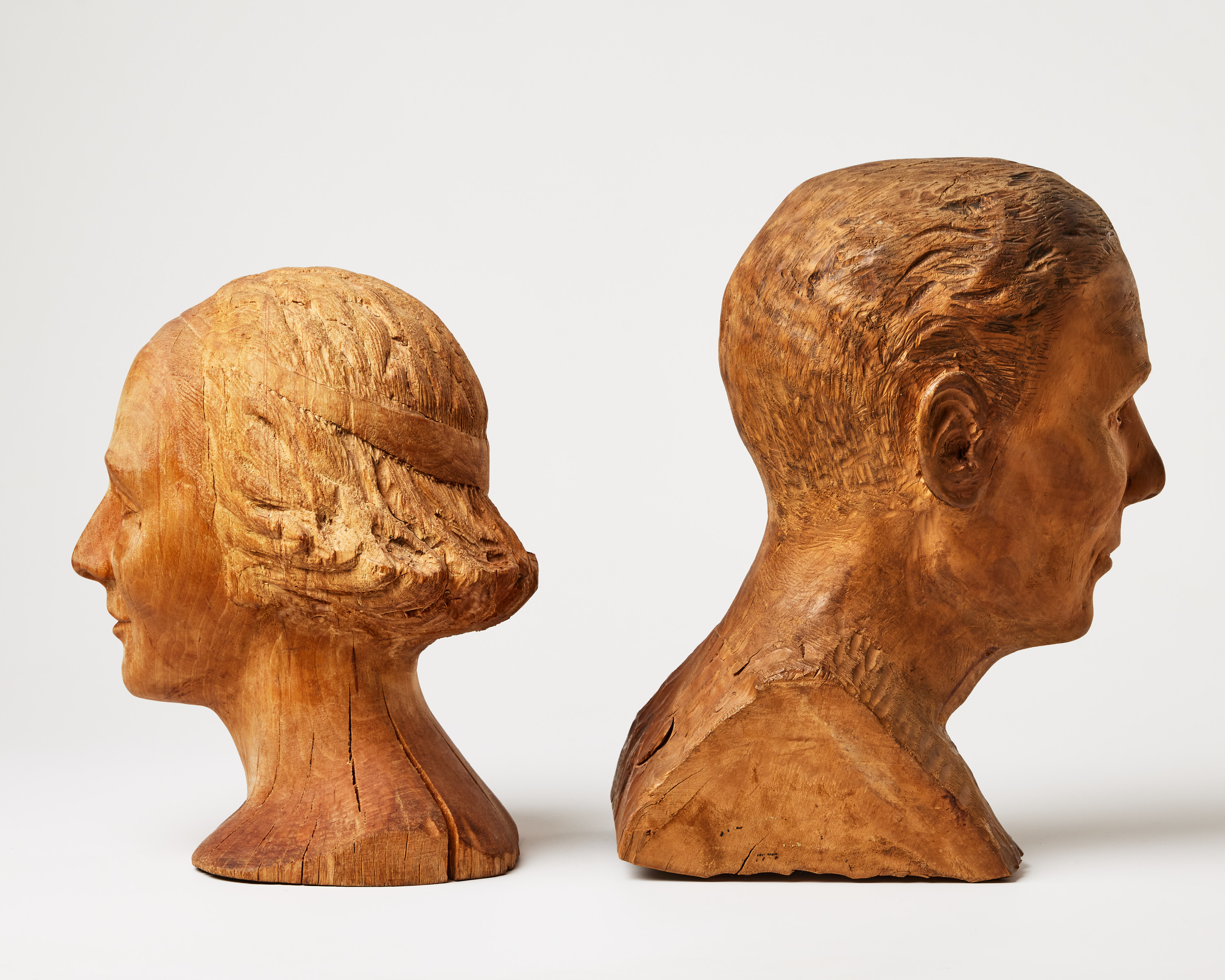 Bilder för 4373851. KNUT FJAESTAD. Porträttbyster, ett par snidade i ...