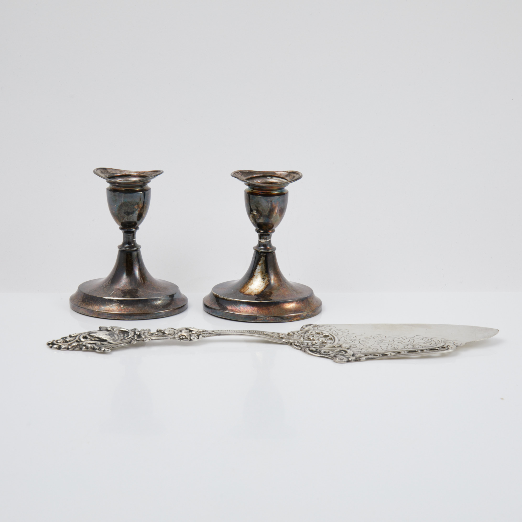 Images for 4392687. 1 PAIR OF CANDLESTICKS AND CAKE SPADE, silver ...