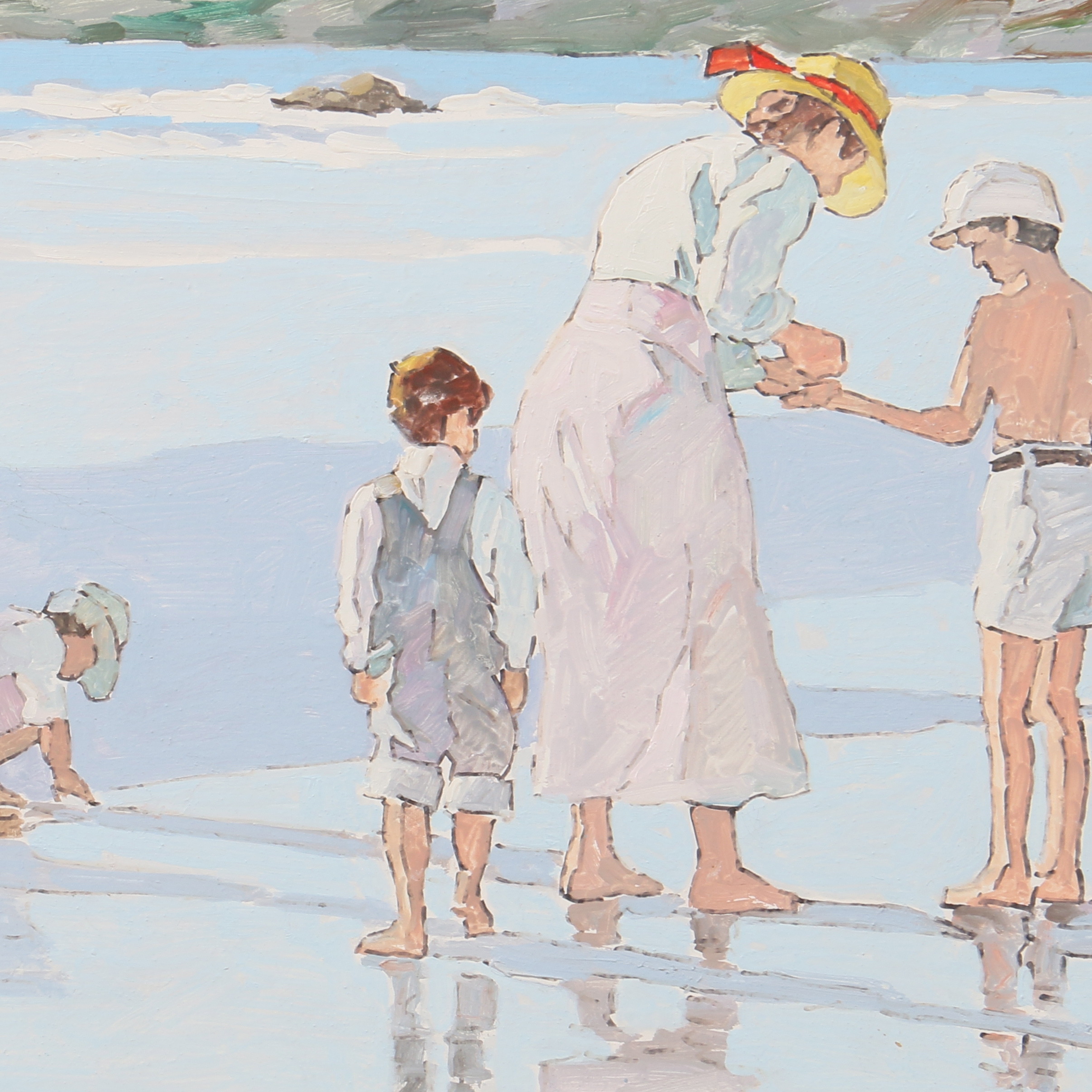 Images for 443004. PABLO MATANIA. Oil on canvas, family by the beach ...