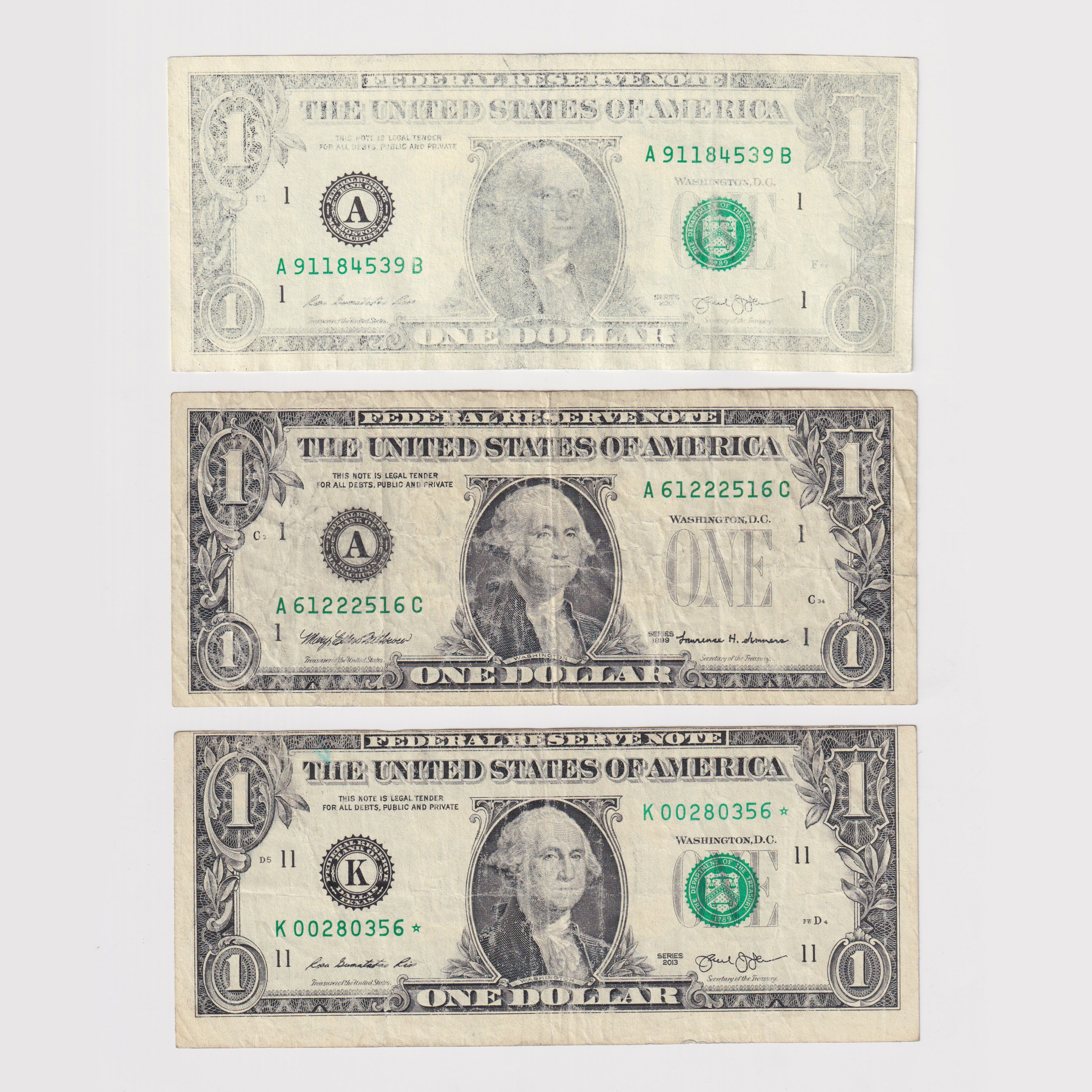 Images for 4475380. THREE USA ERROR $1 BANK NOTES (3). - Auctionet