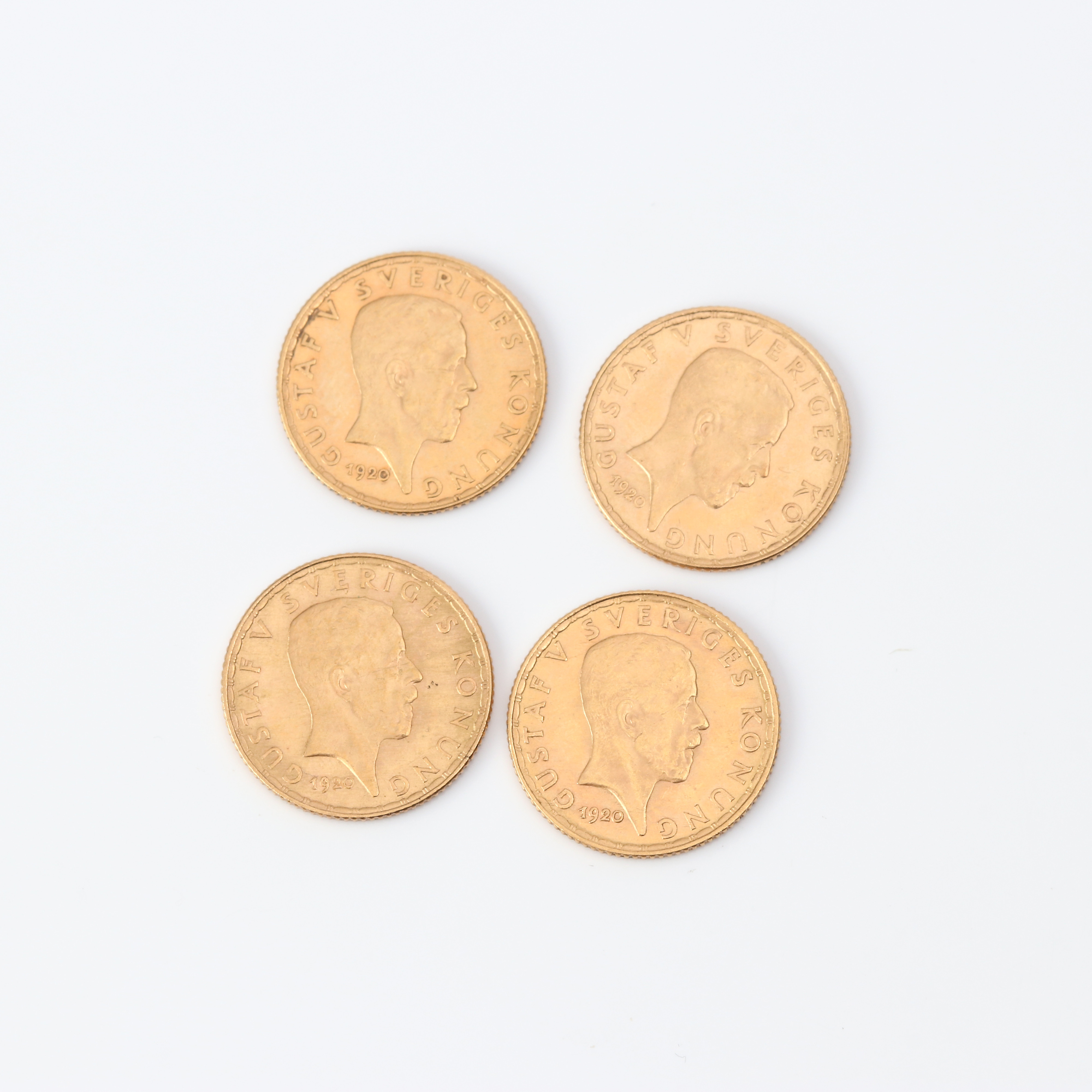 Images for 4536586. GOLD COINS, FOUR PCS. 21.6k gold. Sweden 5kr 1920 ...