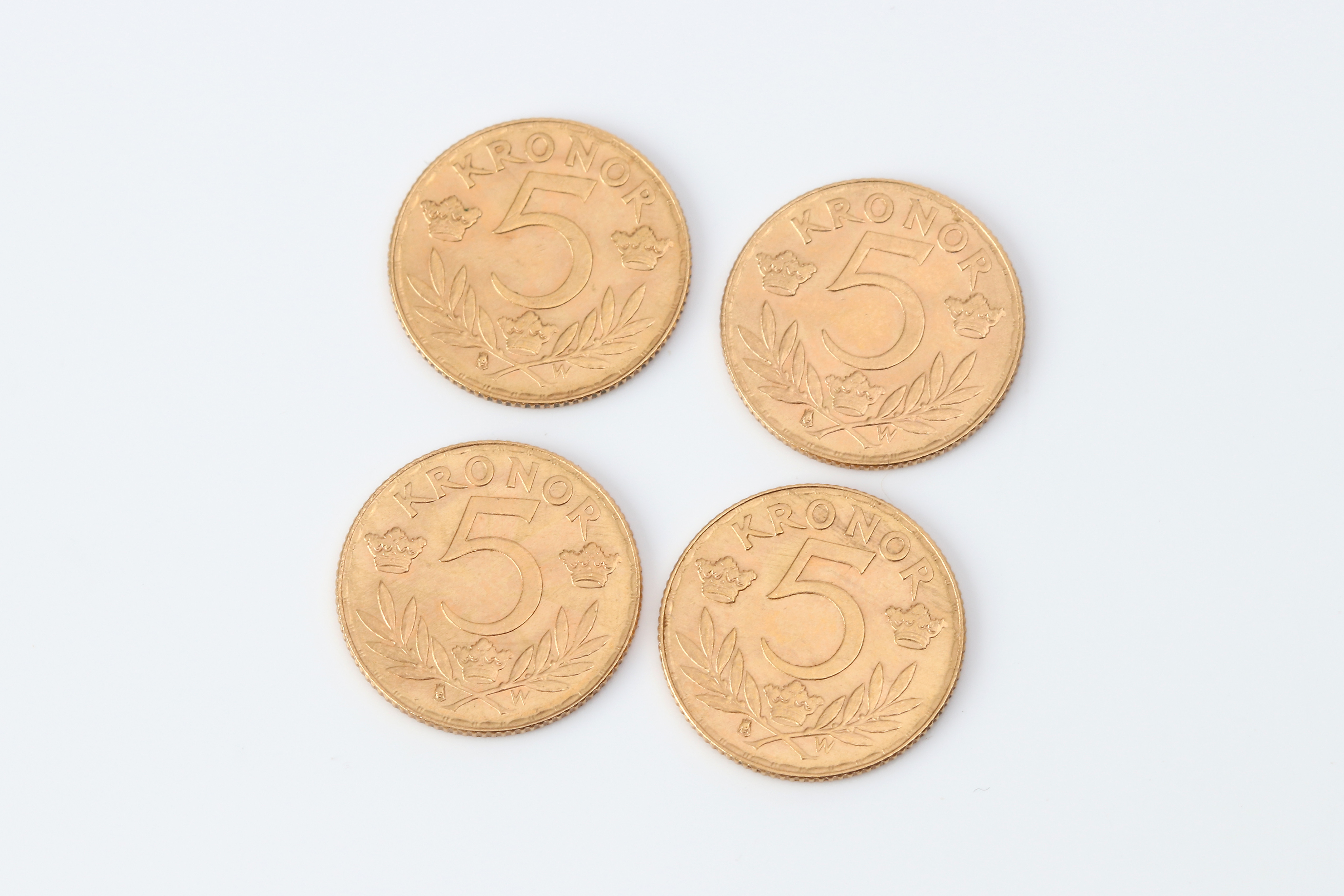 Images for 4536586. GOLD COINS, FOUR PCS. 21.6k gold. Sweden 5kr 1920 ...