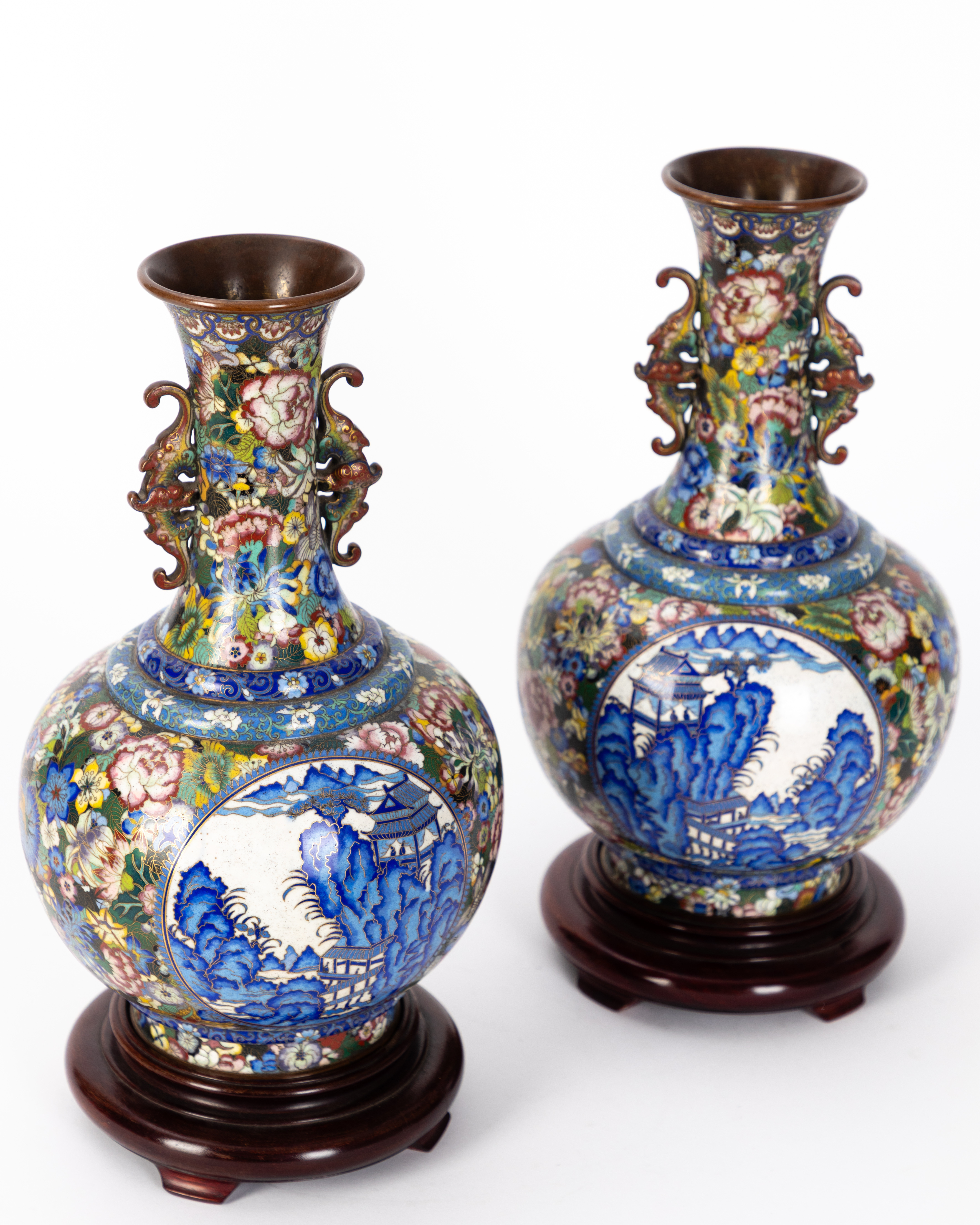 Images for 4563376. Pair of cloisonné vases with five-color flag of the ...