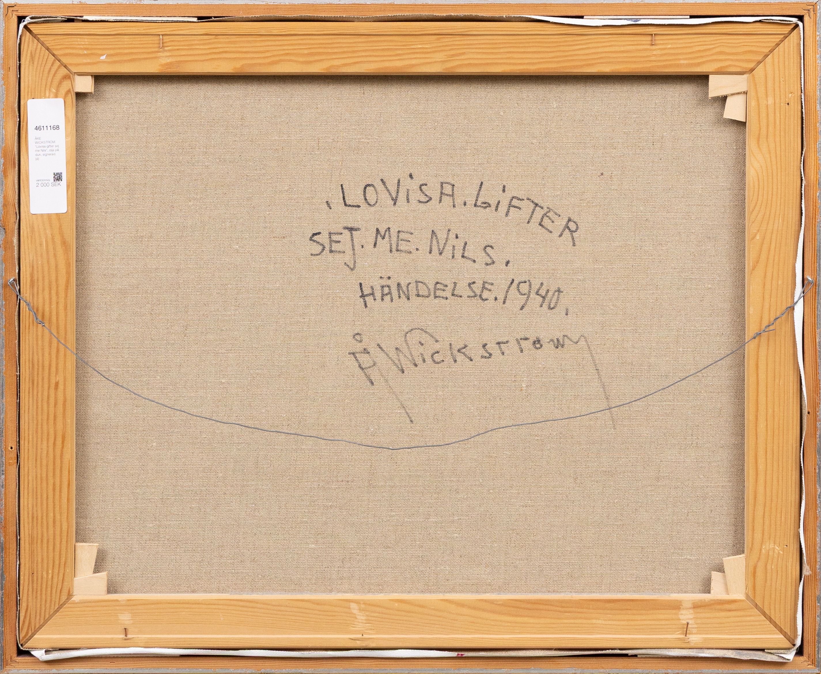 Bilder för 4611168. ÅKE WICKSTRÖM. "Lovisa gifter sej me Nils", olja på ...