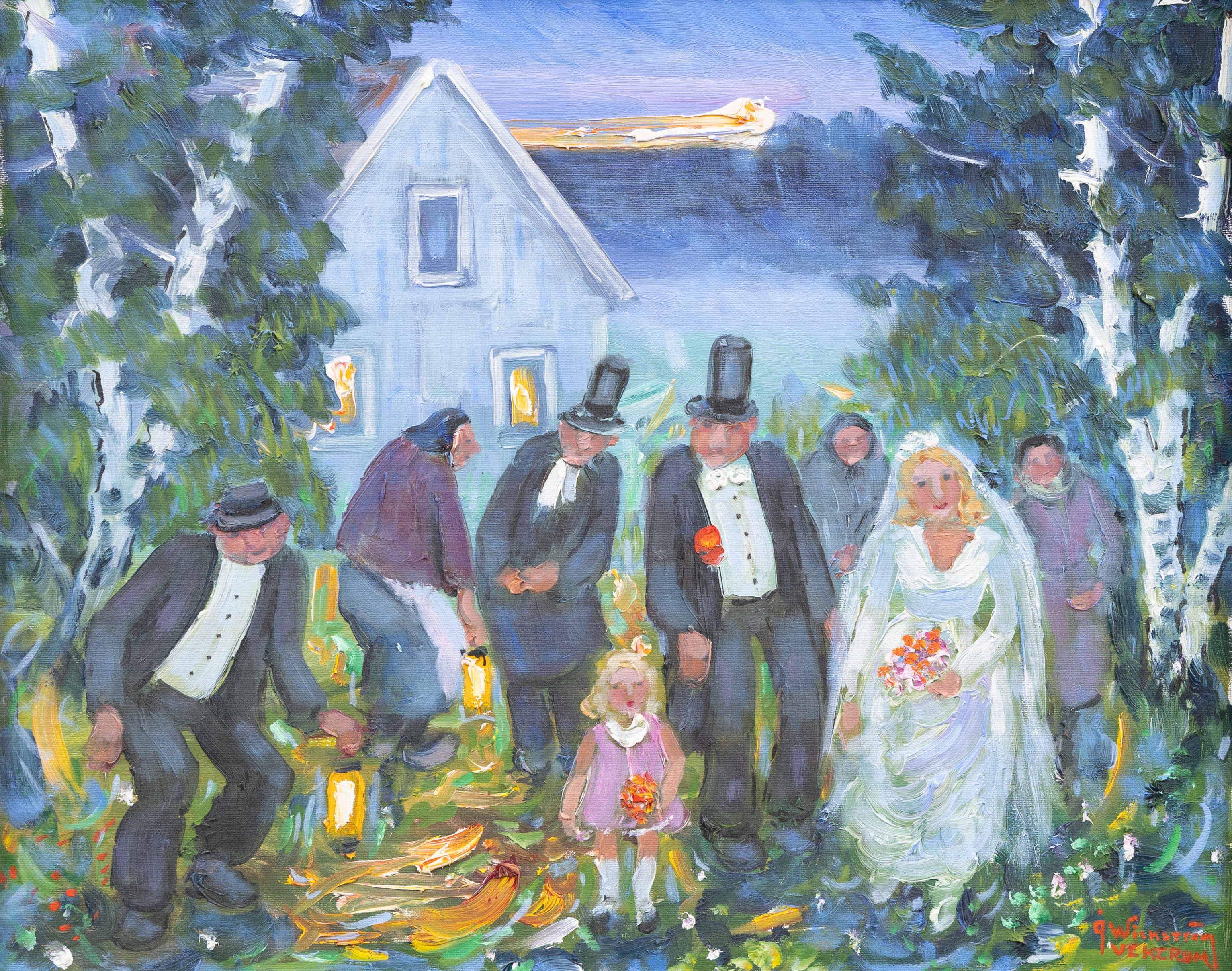 Bilder för 4611168. ÅKE WICKSTRÖM. "Lovisa gifter sej me Nils", olja på ...