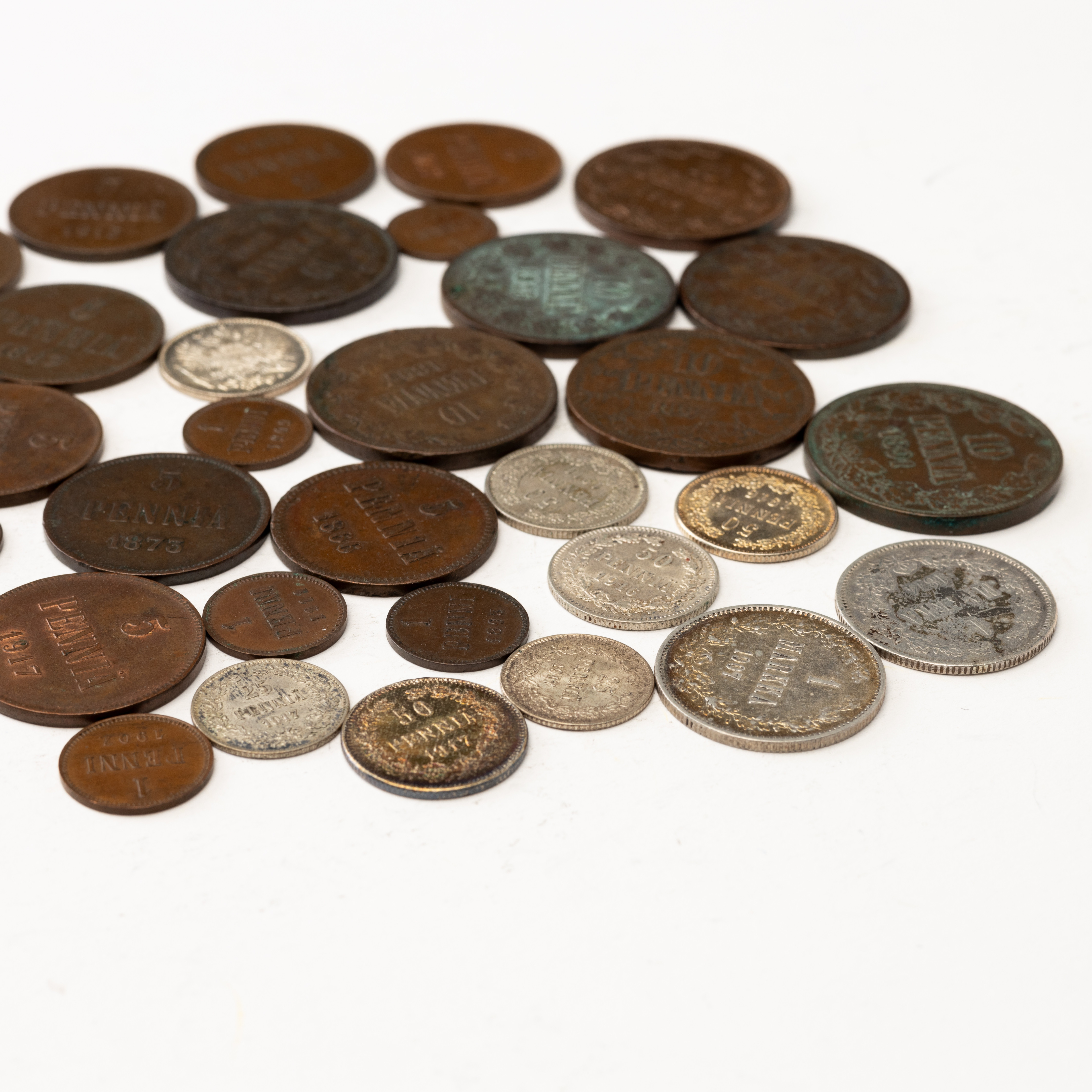 Bilder för 4631467. MYNT, 32 st, silver, koppar, Alexander II, Alexander III, Nicholas II ...