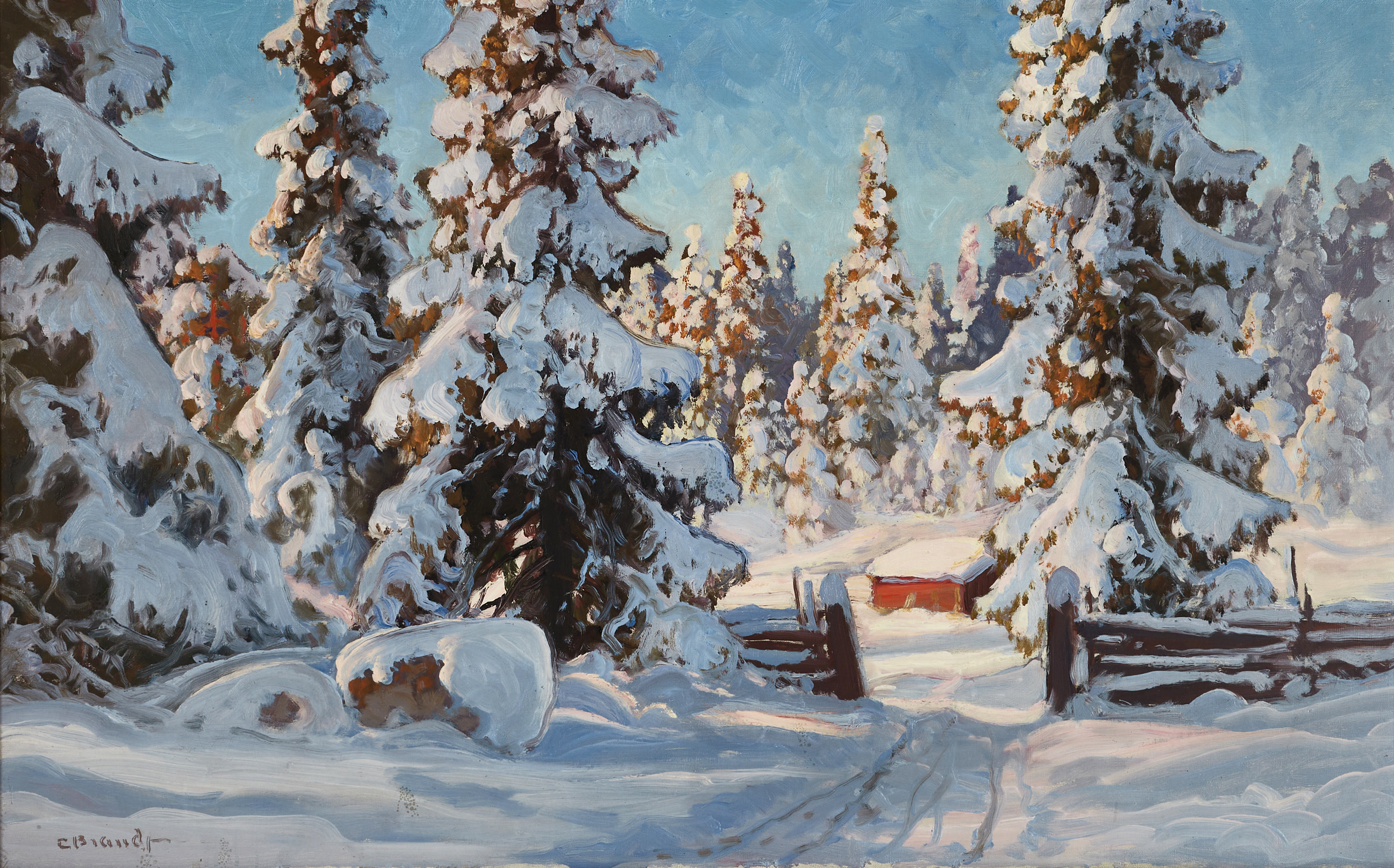 Images for 4652083. CARL BRANDT (1852-1930): Landscape in winter screed ...
