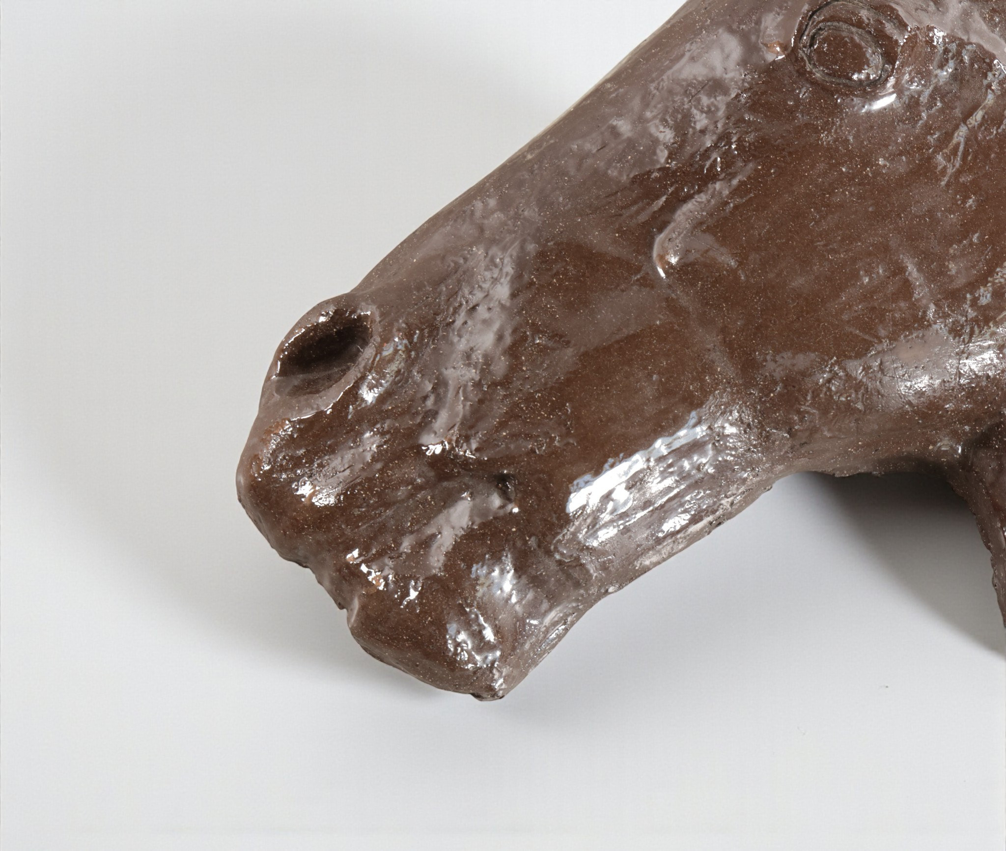 Images for 4667361. Horse head made of clay, brown glaze. Unknown ...