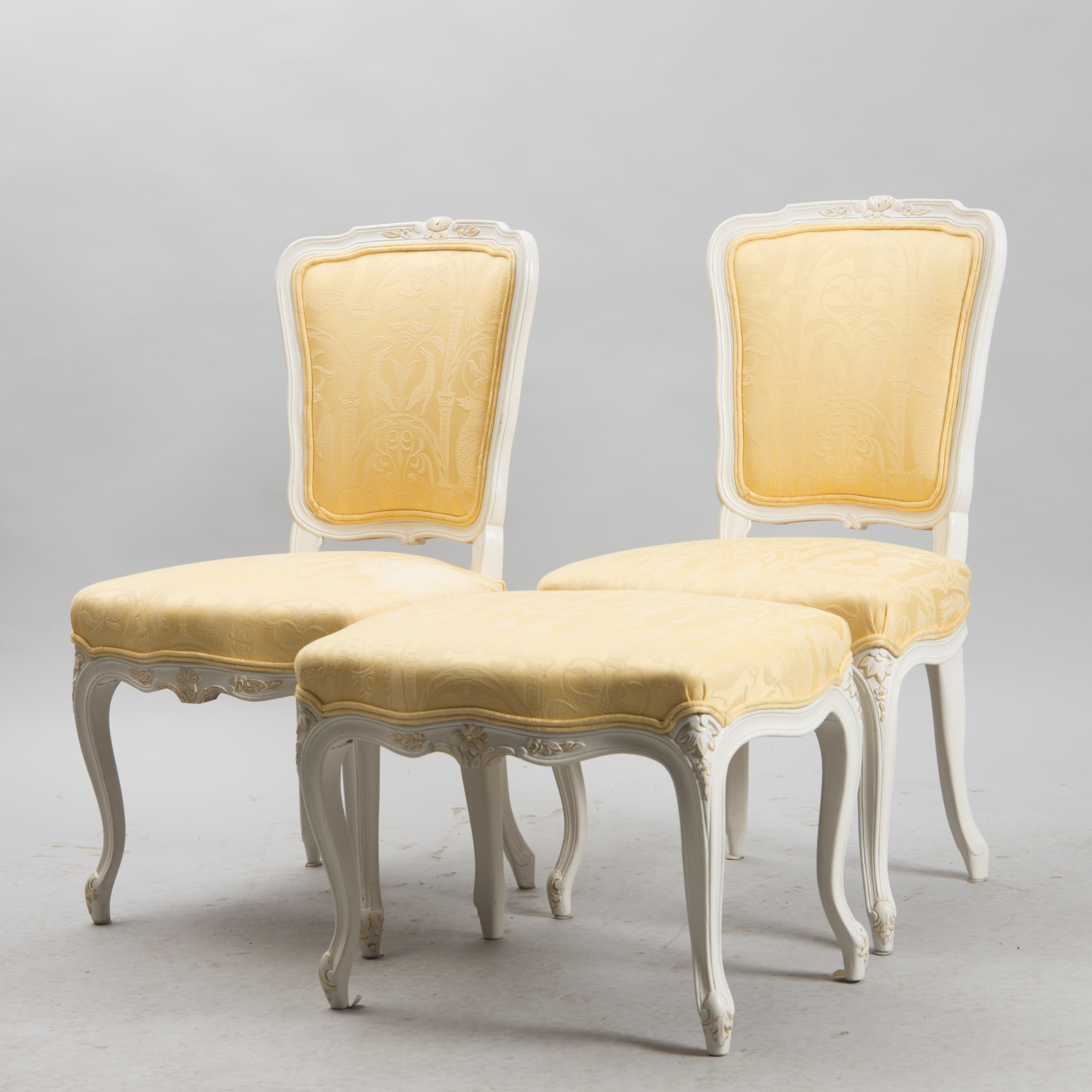 Images for 468380. CHAIRS AND Stool, 3 parts, white painted, rococo ...