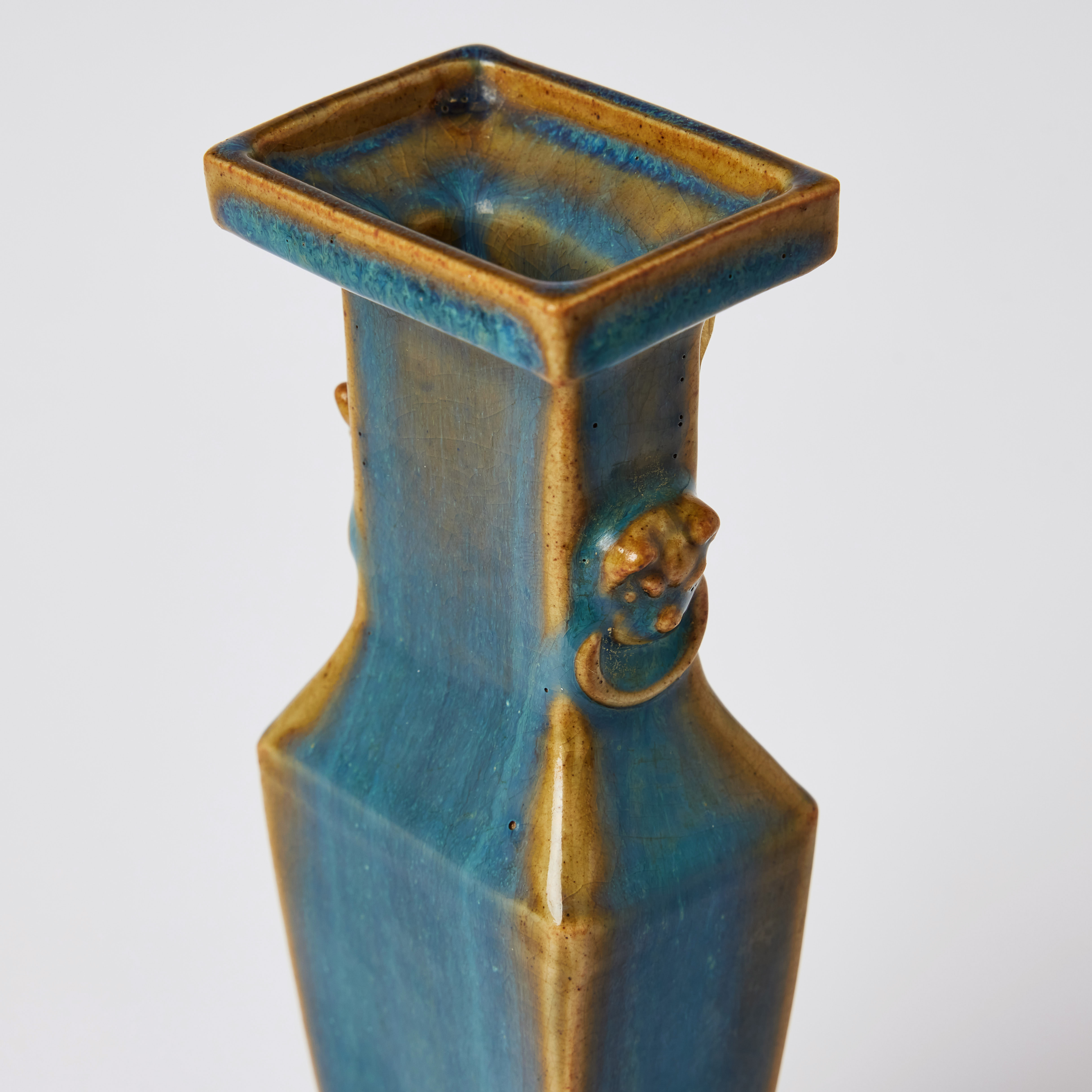 Images for 4684951. A Chinese Square-Section Glazed Pottery Vase ...