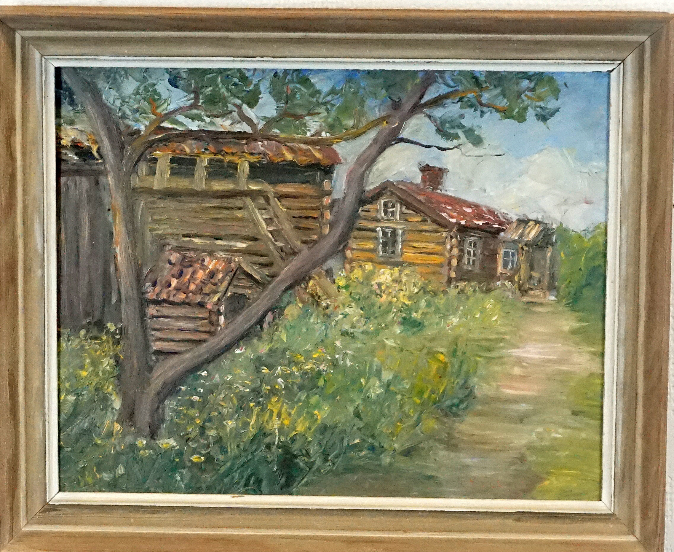 Images for 4686174. ALEXANDER ROOS. Oil on panel, log house in summer ...